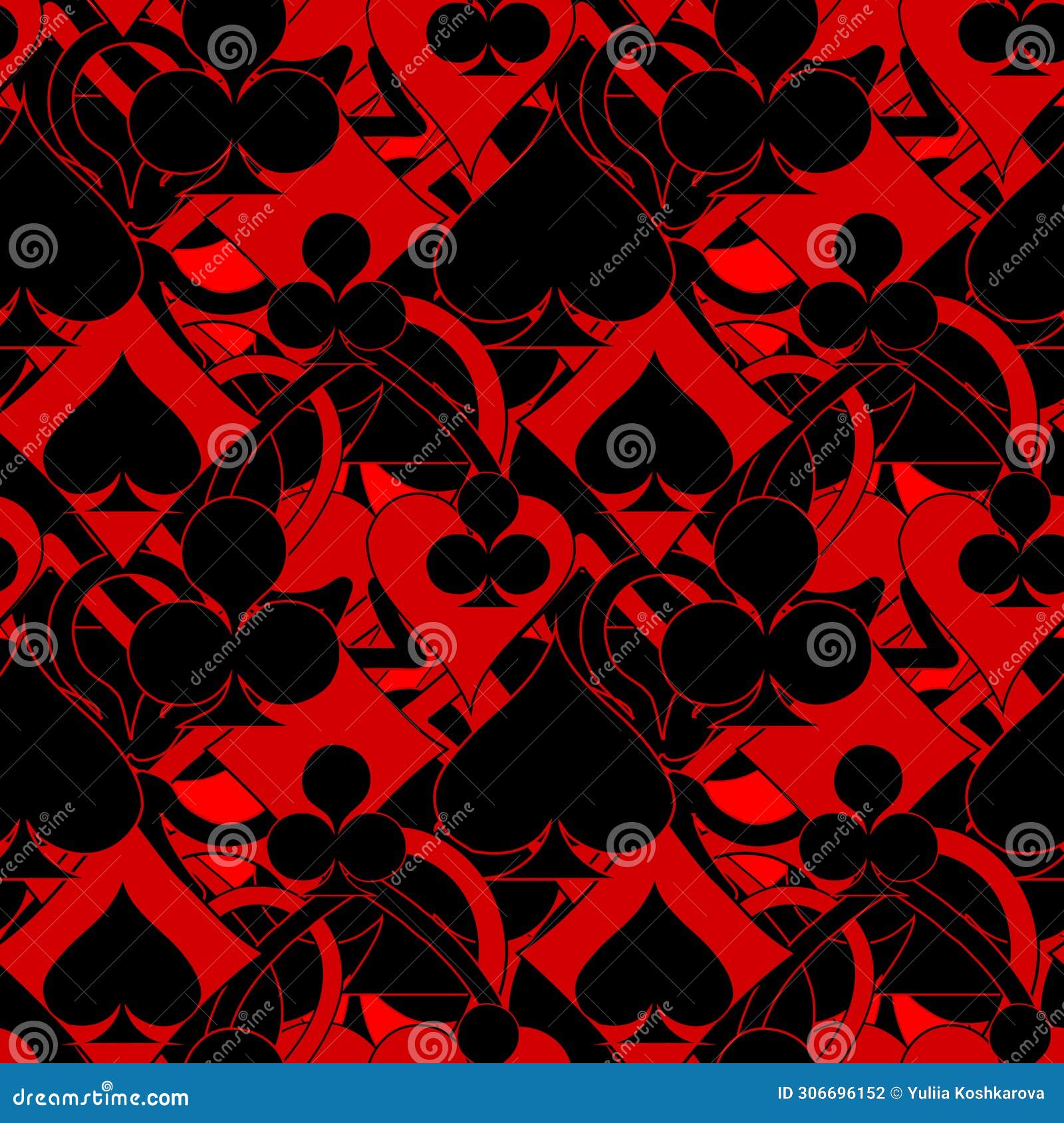 Abstract Seamless Black and Red Pattern of Different Card Suits Stock ...