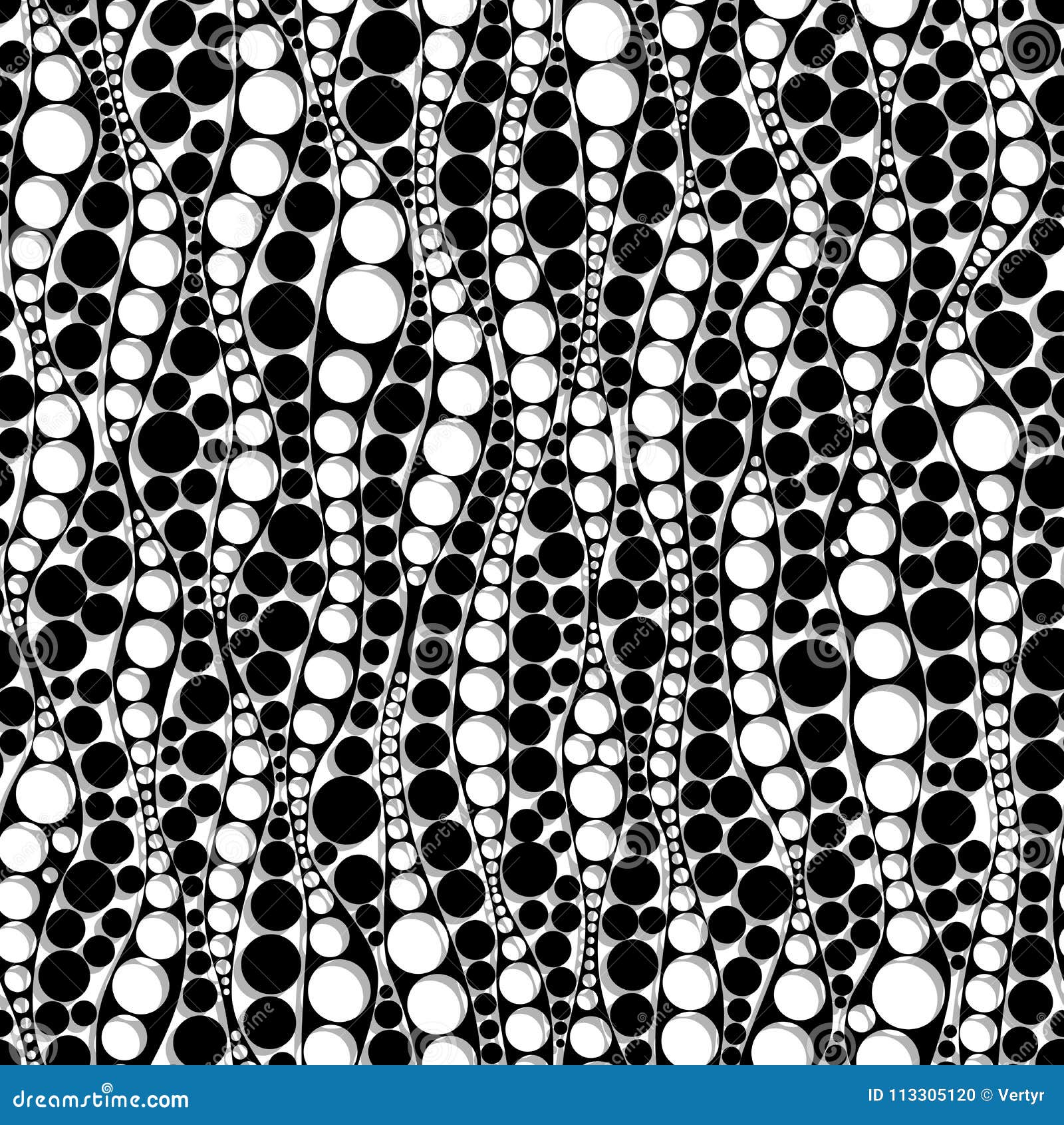 Abstract Seamless of Black and White Wave Flow Bubbles Pattern. Stock ...