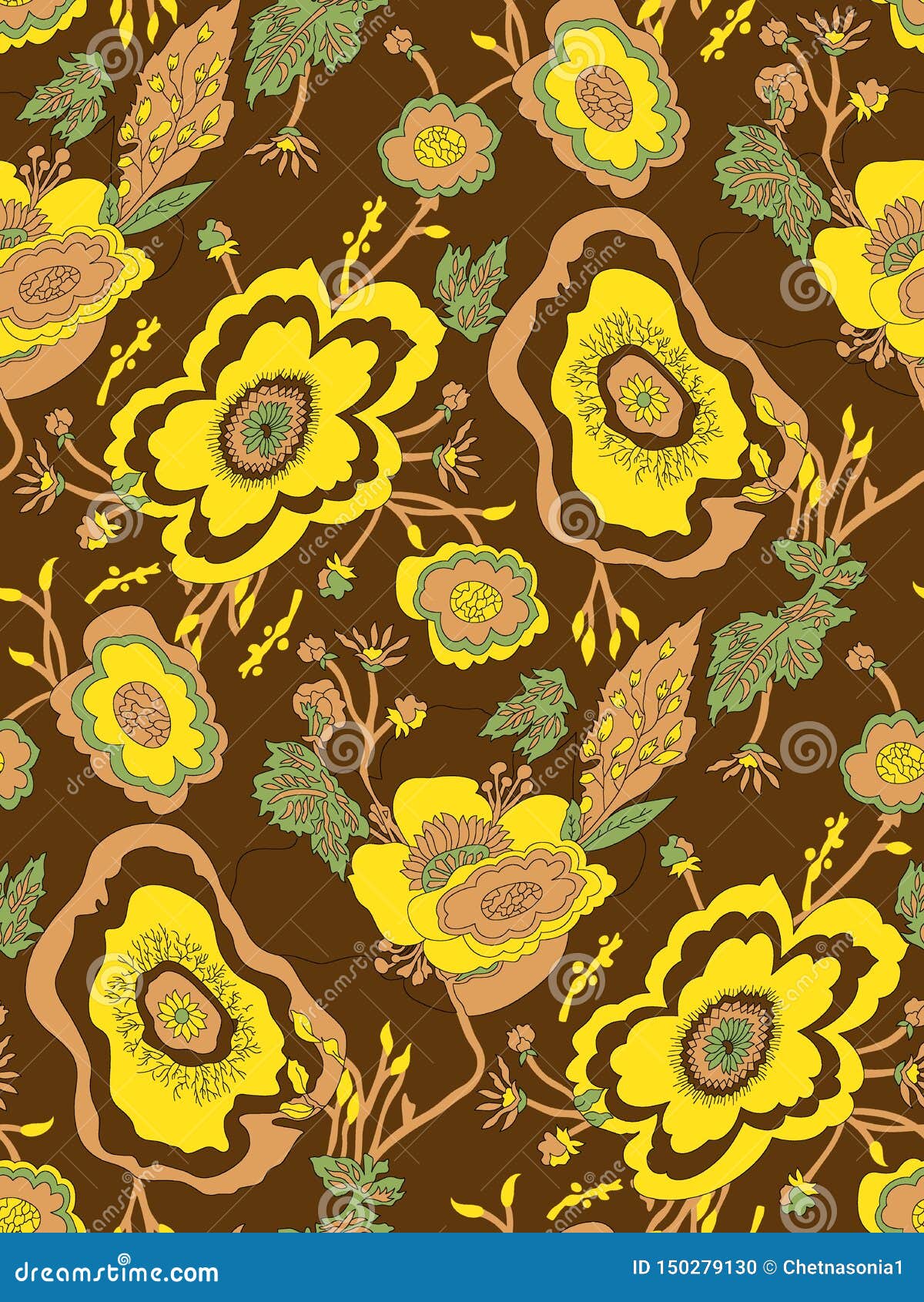 Abstract Seamless Bold Flower Pattern Stock Illustration - Illustration ...