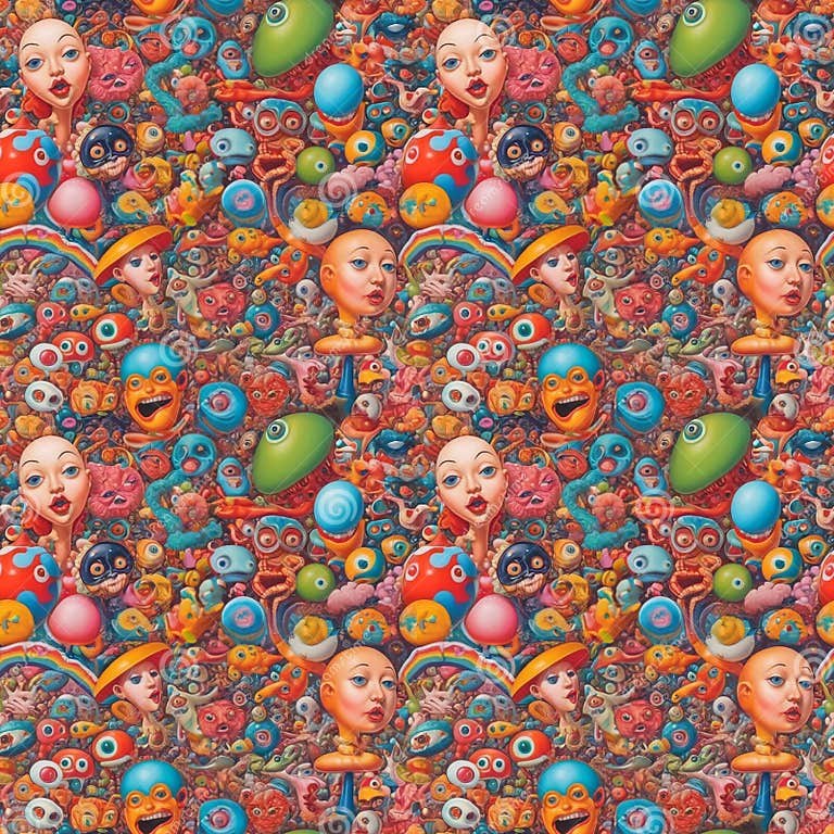 Abstract Seamless Bright Colorful Psychedelic Comic Pattern Stock ...