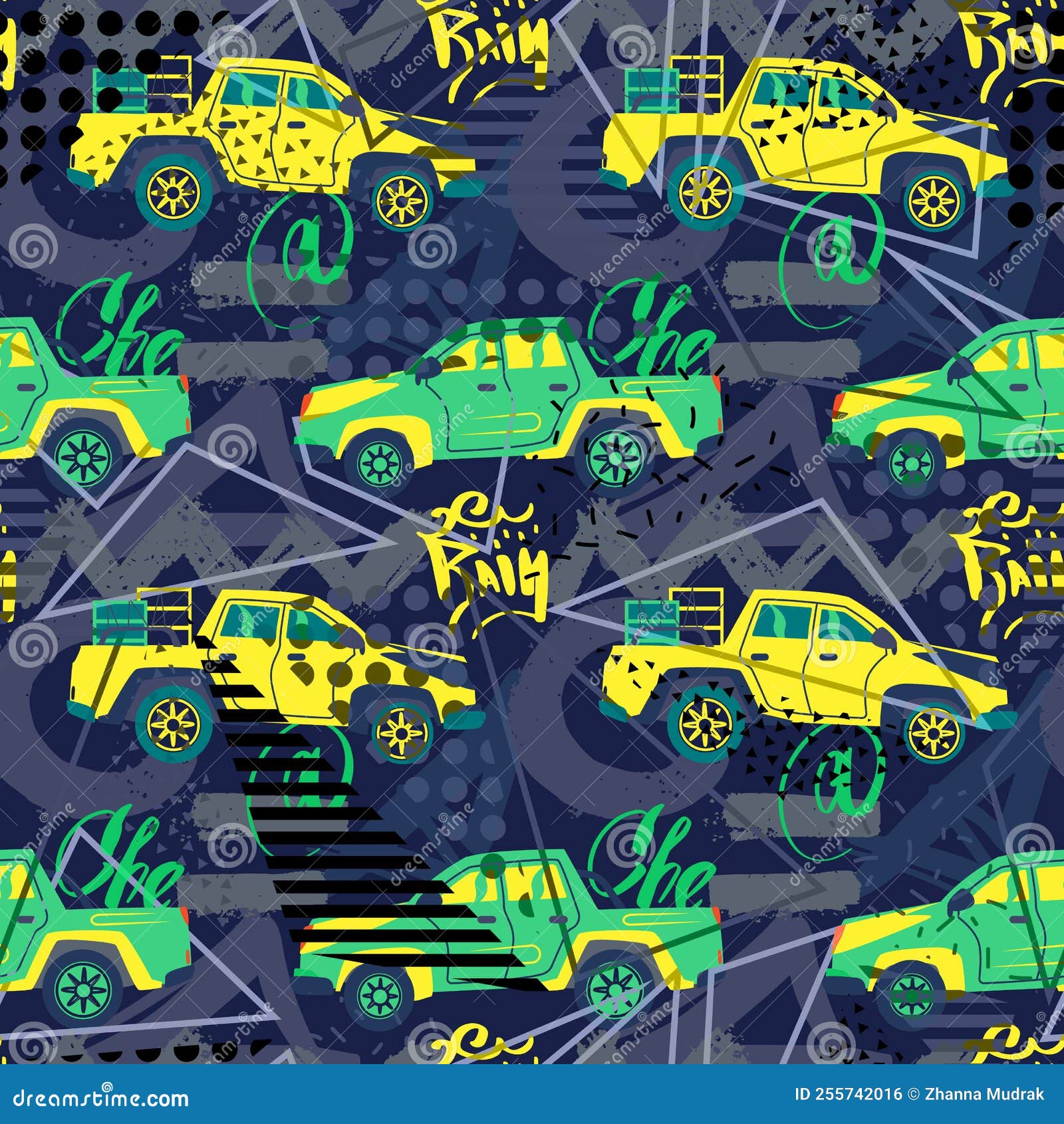 Abstract Seamless Cars Pattern for Boy on Background. Childish Style ...
