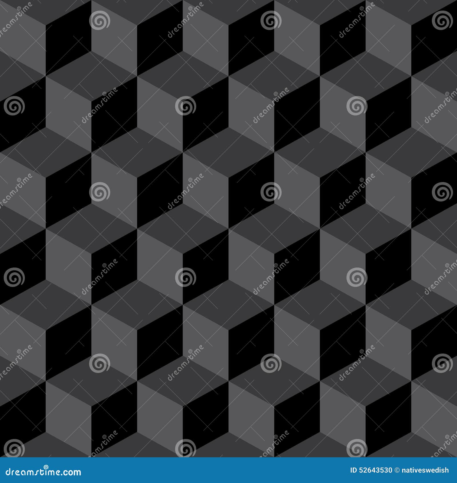 Abstract Seamless Checkered Cube Block Black & Gray Pattern Background ...