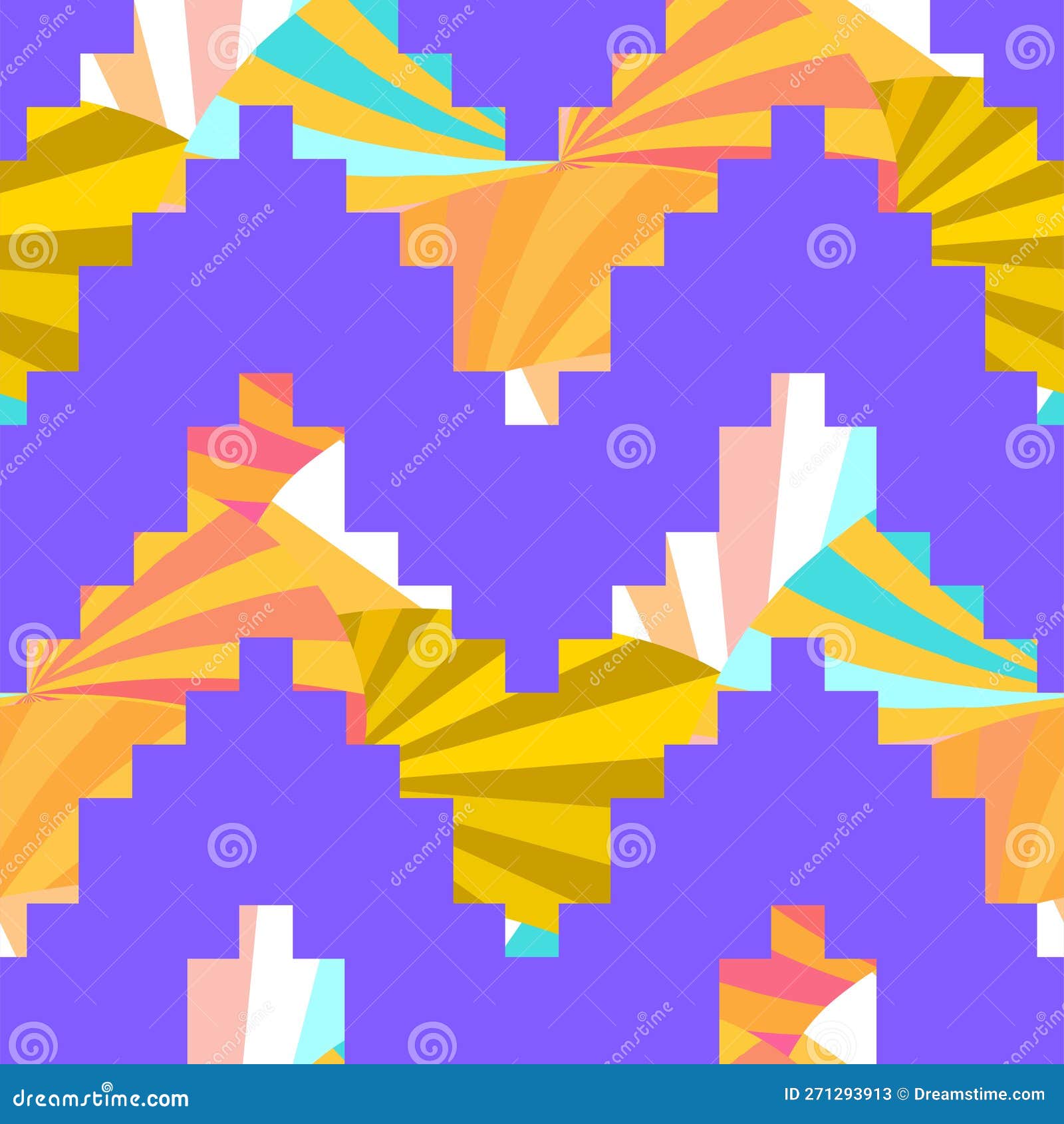 Abstract Seamless Chevron Pattern in Pixel Art Style with Inclusions of ...