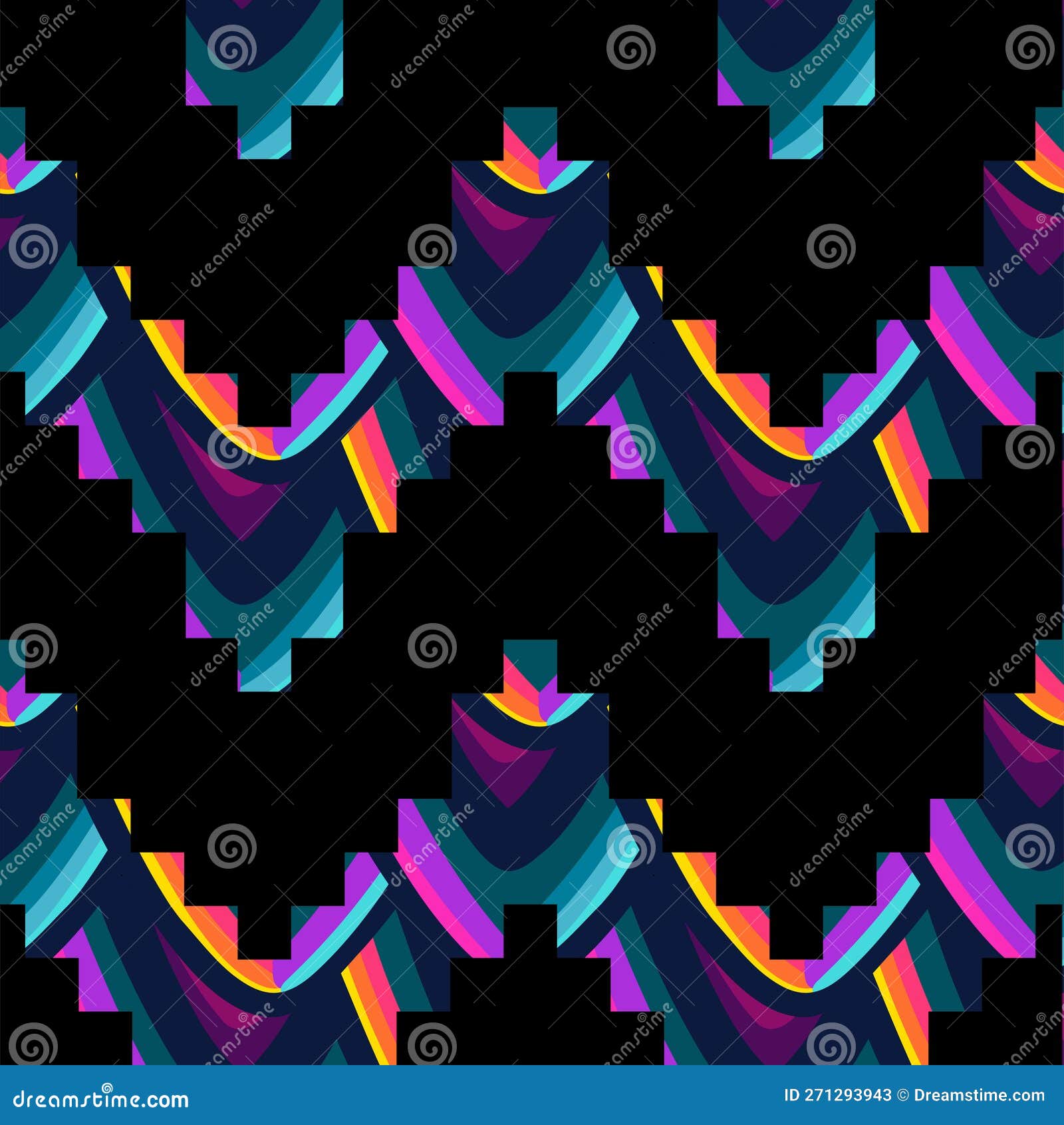 Abstract Seamless Chevron Pattern in Pixel Art Style with Inclusions of ...