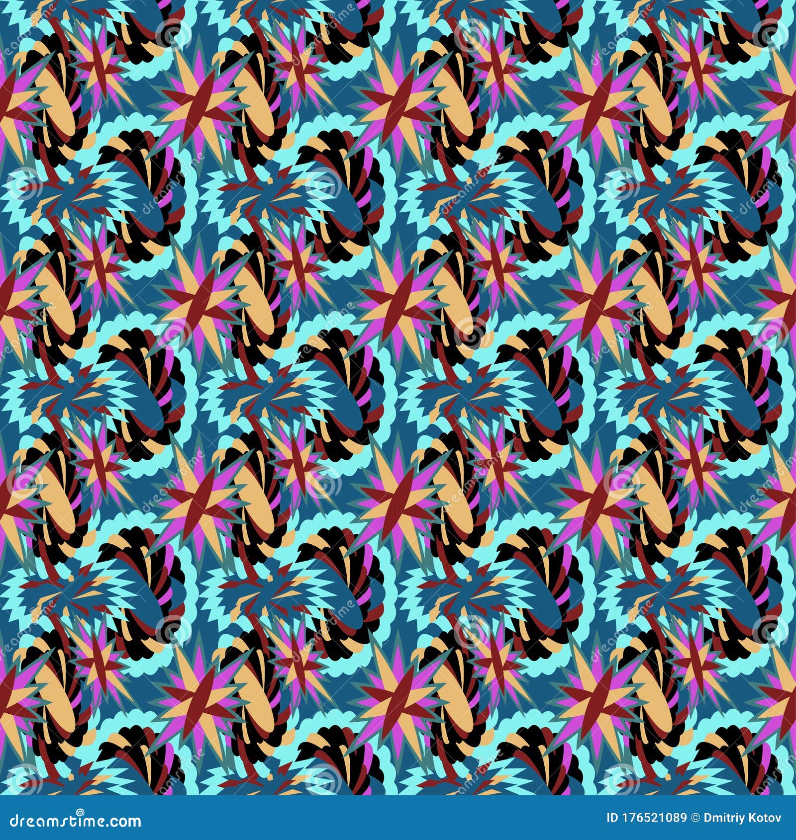 Abstract Seamless Colourful Pattern Exotic Shapes Backgrounds Stock ...