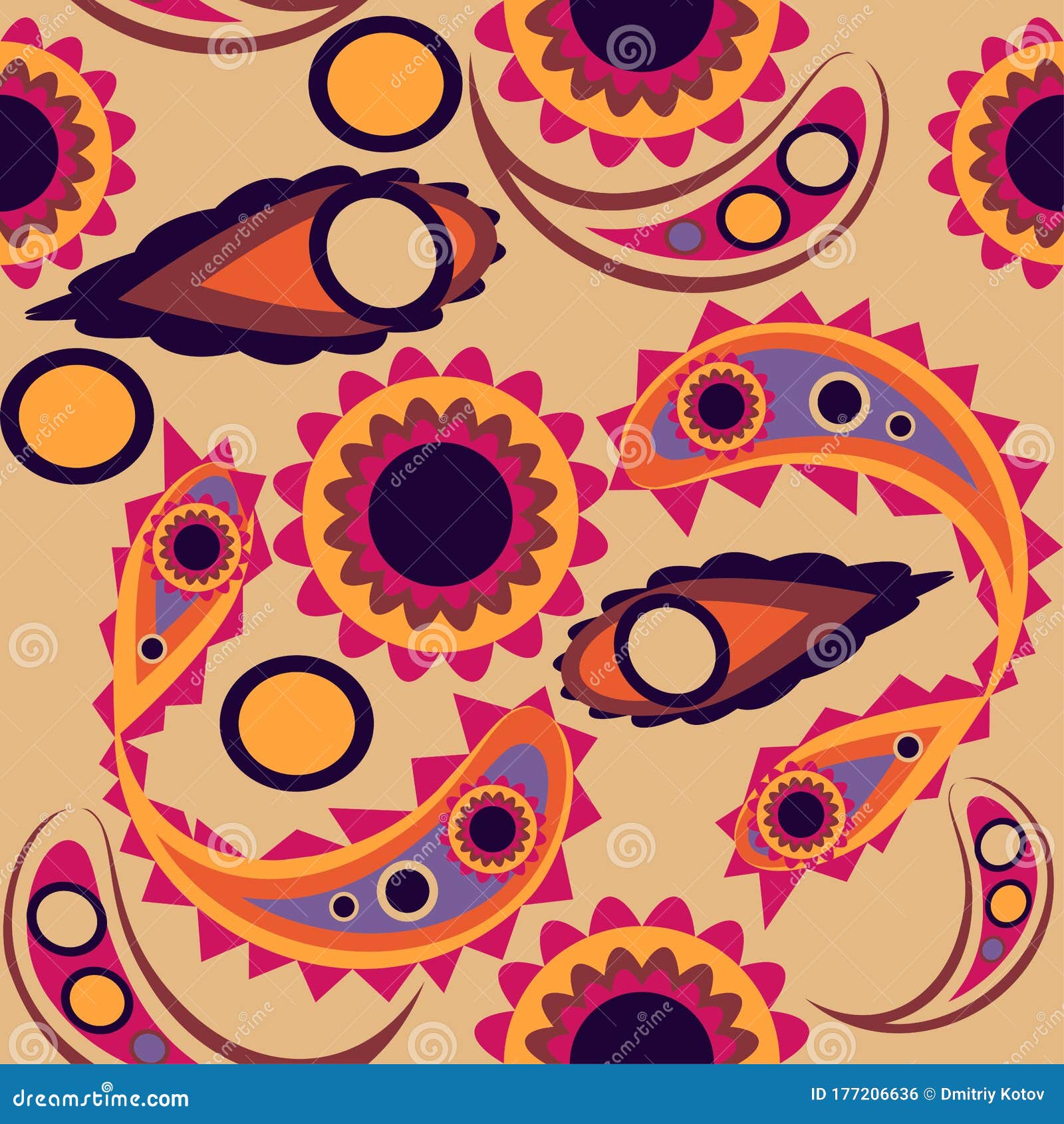 Abstract Seamless Colourful Pattern Exotic Shapes Backgrounds Stock ...