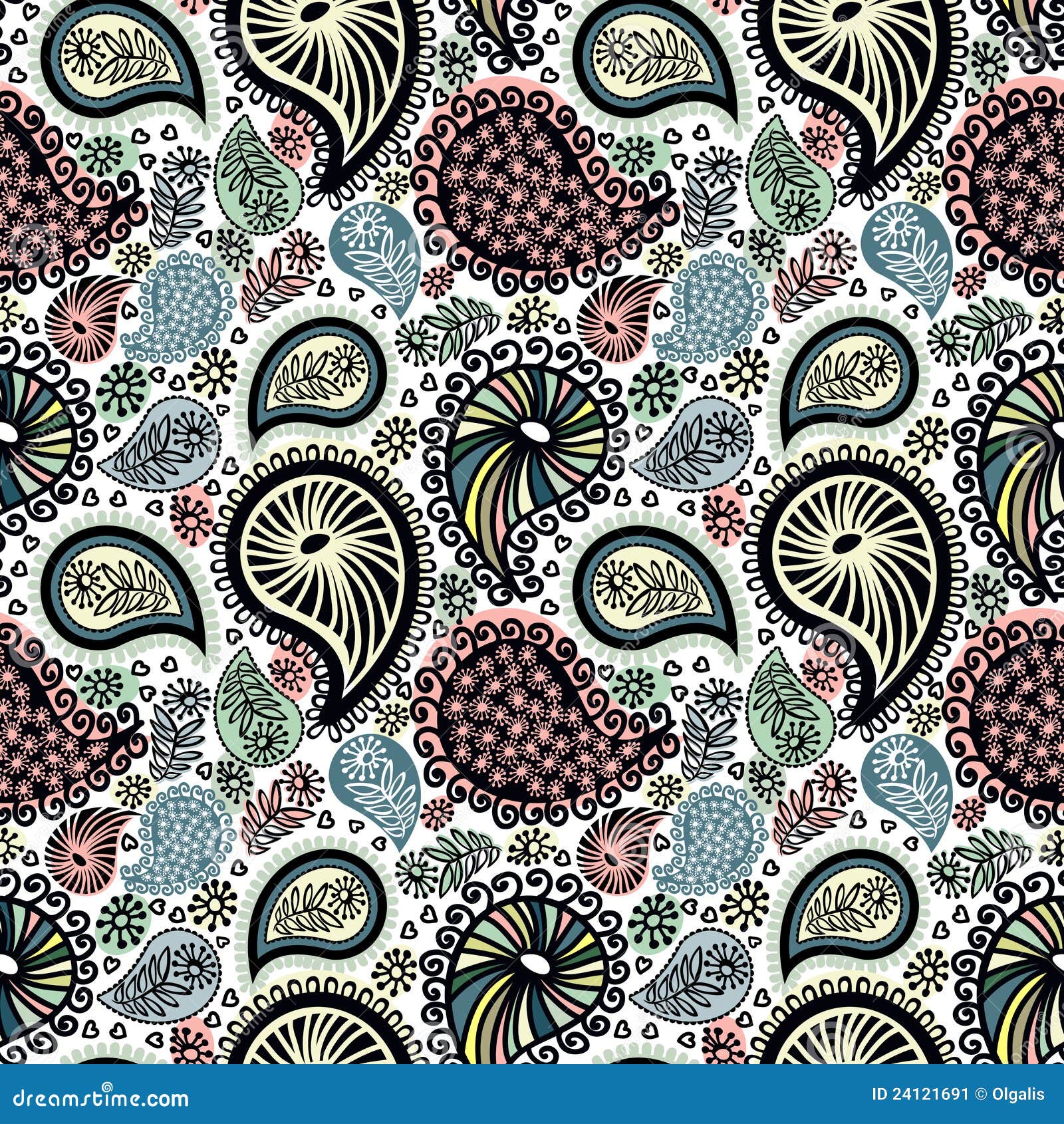 Abstract Seamless Doodle Pattern Stock Illustration - Illustration of ...
