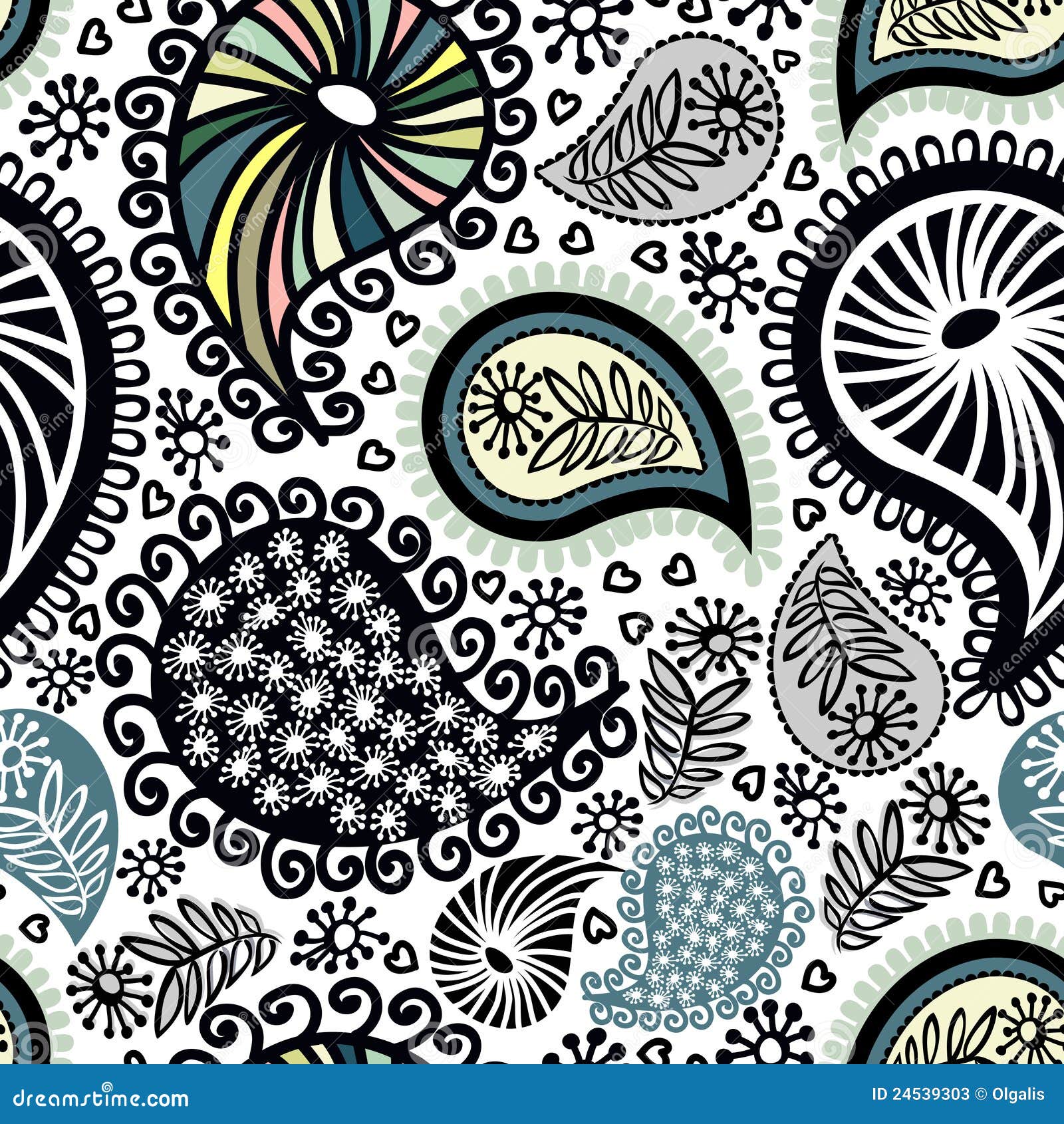 Abstract Seamless Doodle Pattern Stock Illustration - Illustration of ...