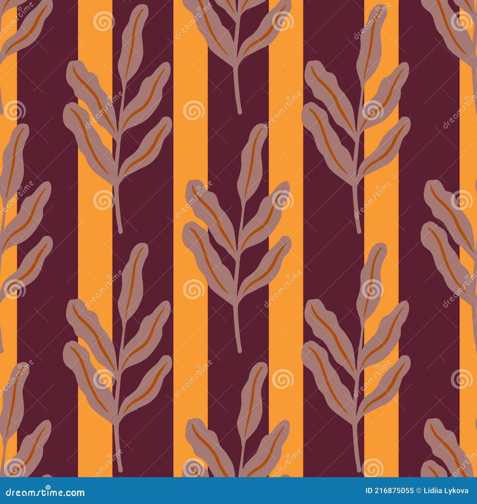 Abstract Seamless Doodle Pattern with Simple Style Foliage Ornament ...