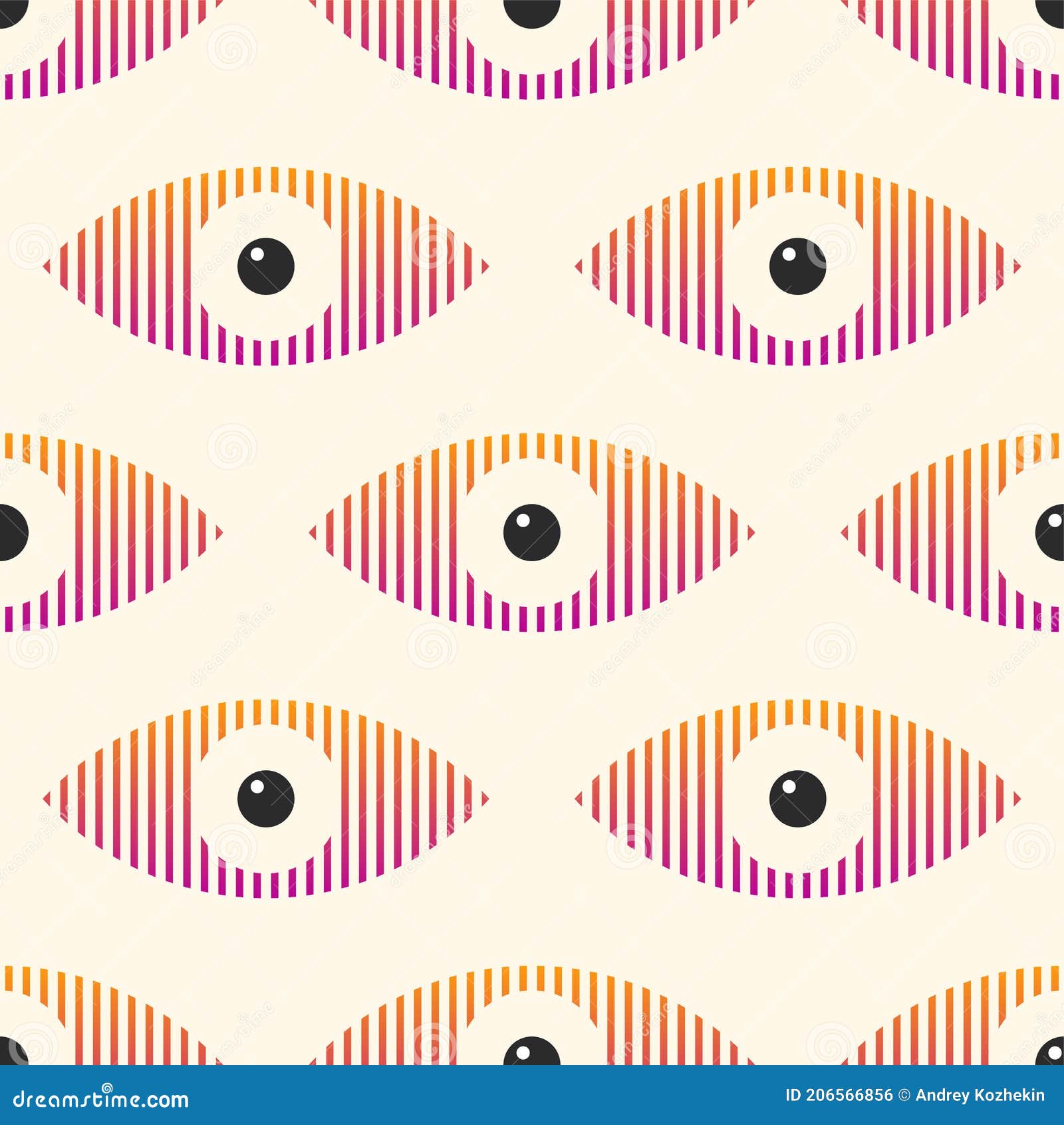 Abstract Seamless Eyes Pattern. Stylized Eye Shapes with Vertical ...