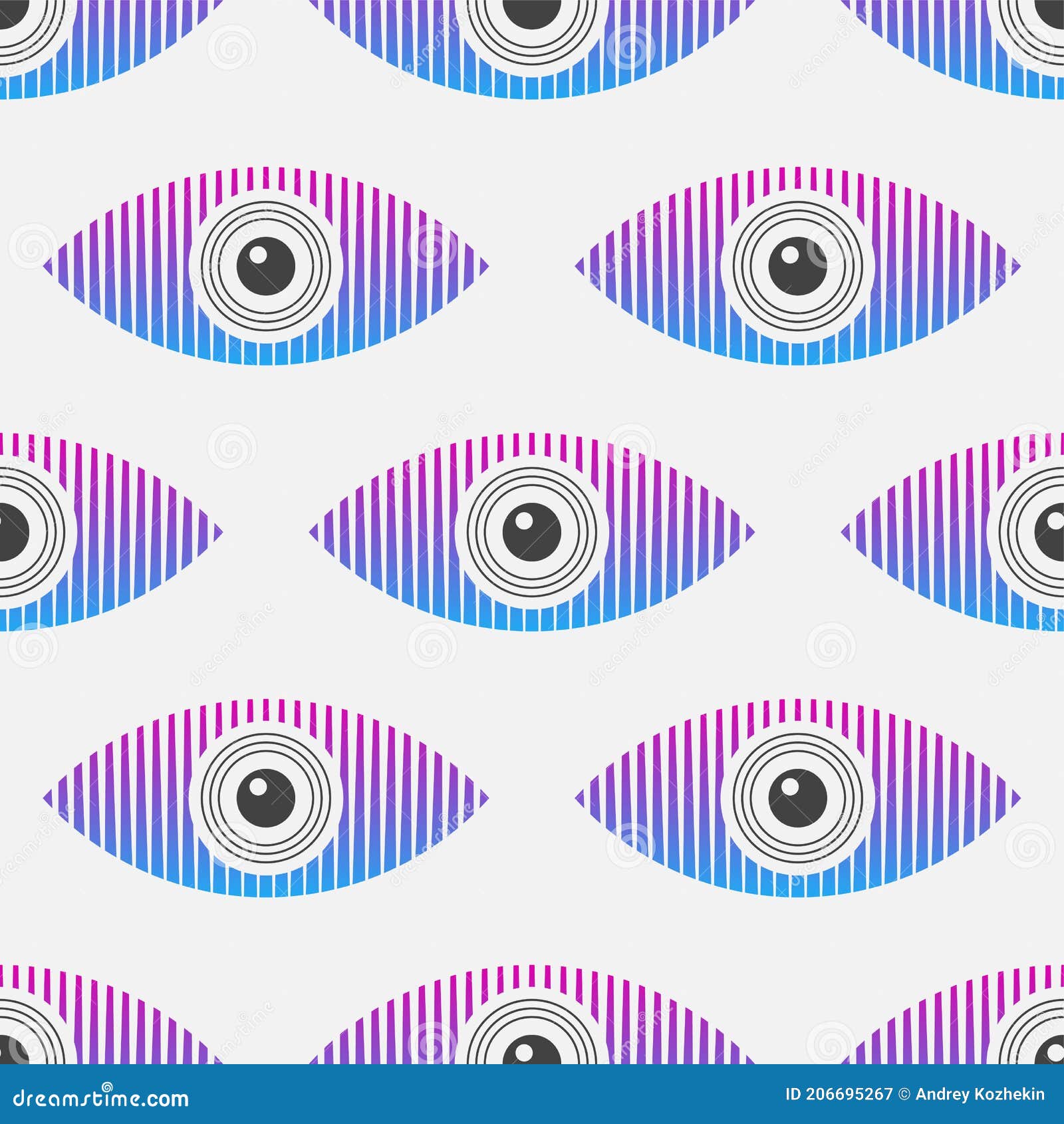Abstract Seamless Eyes Pattern. Stylized Eye Shapes with Vertical ...