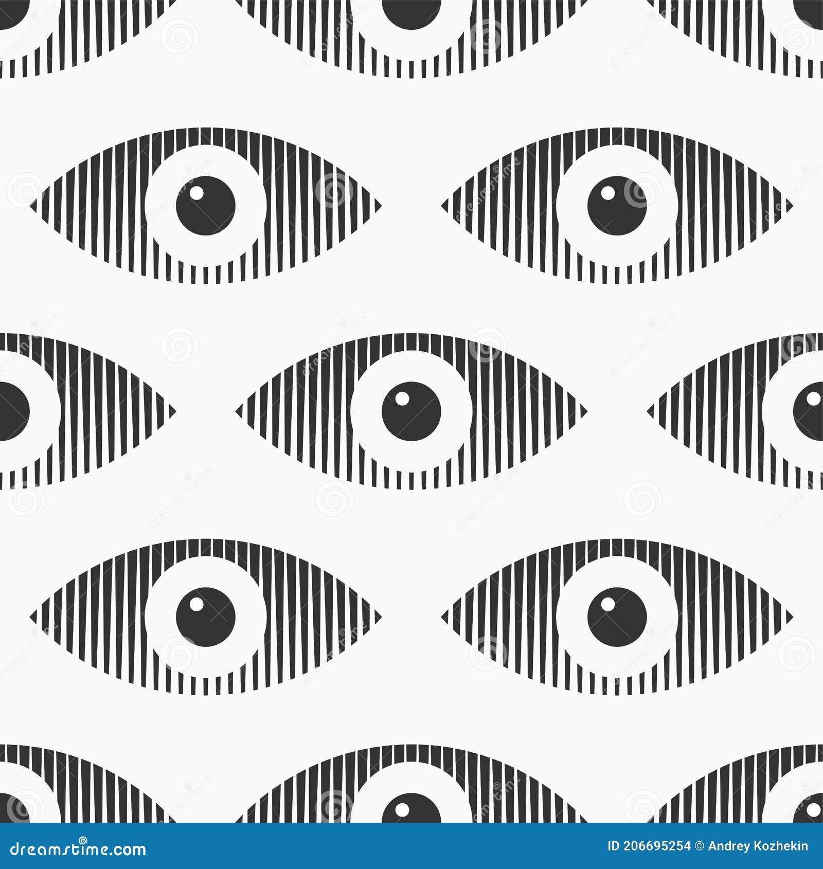 Abstract Seamless Eyes Pattern. Stylized Eye Shapes with Vertical ...