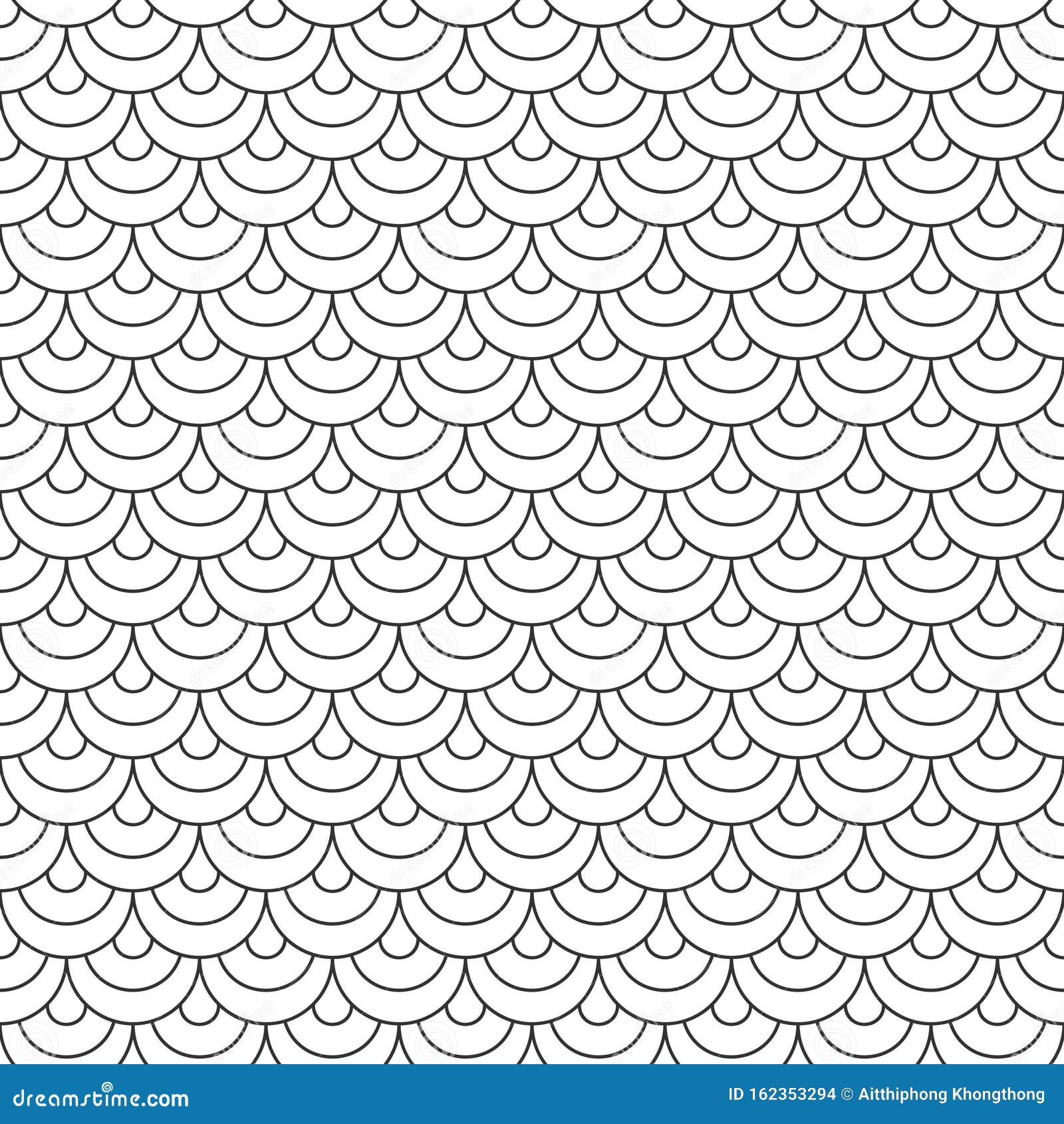 Abstract Seamless Fish Scale Pattern, Black and White Tile Roof. Design ...