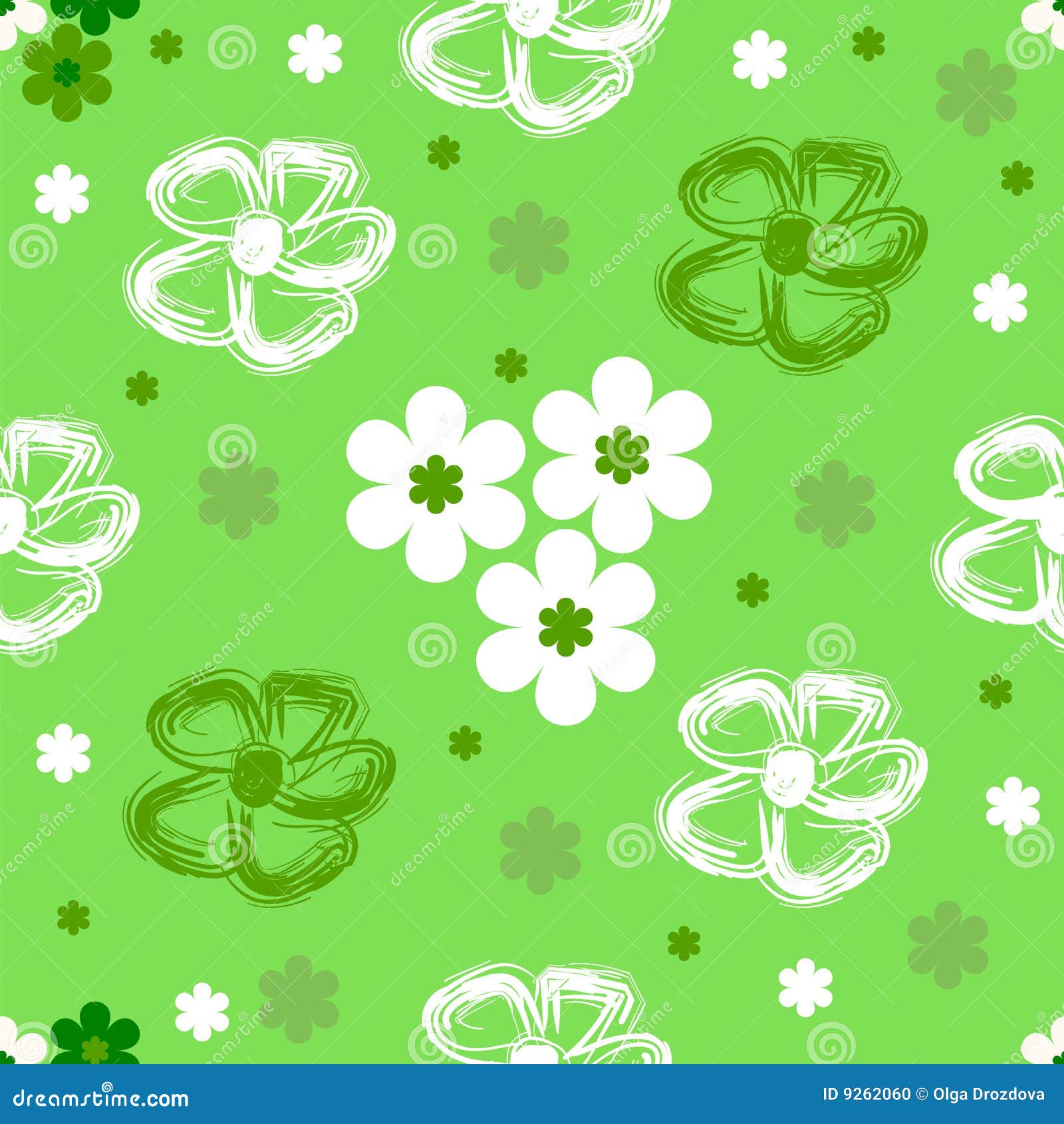 Abstract Seamless Floral Green Pattern Stock Vector - Illustration of ...