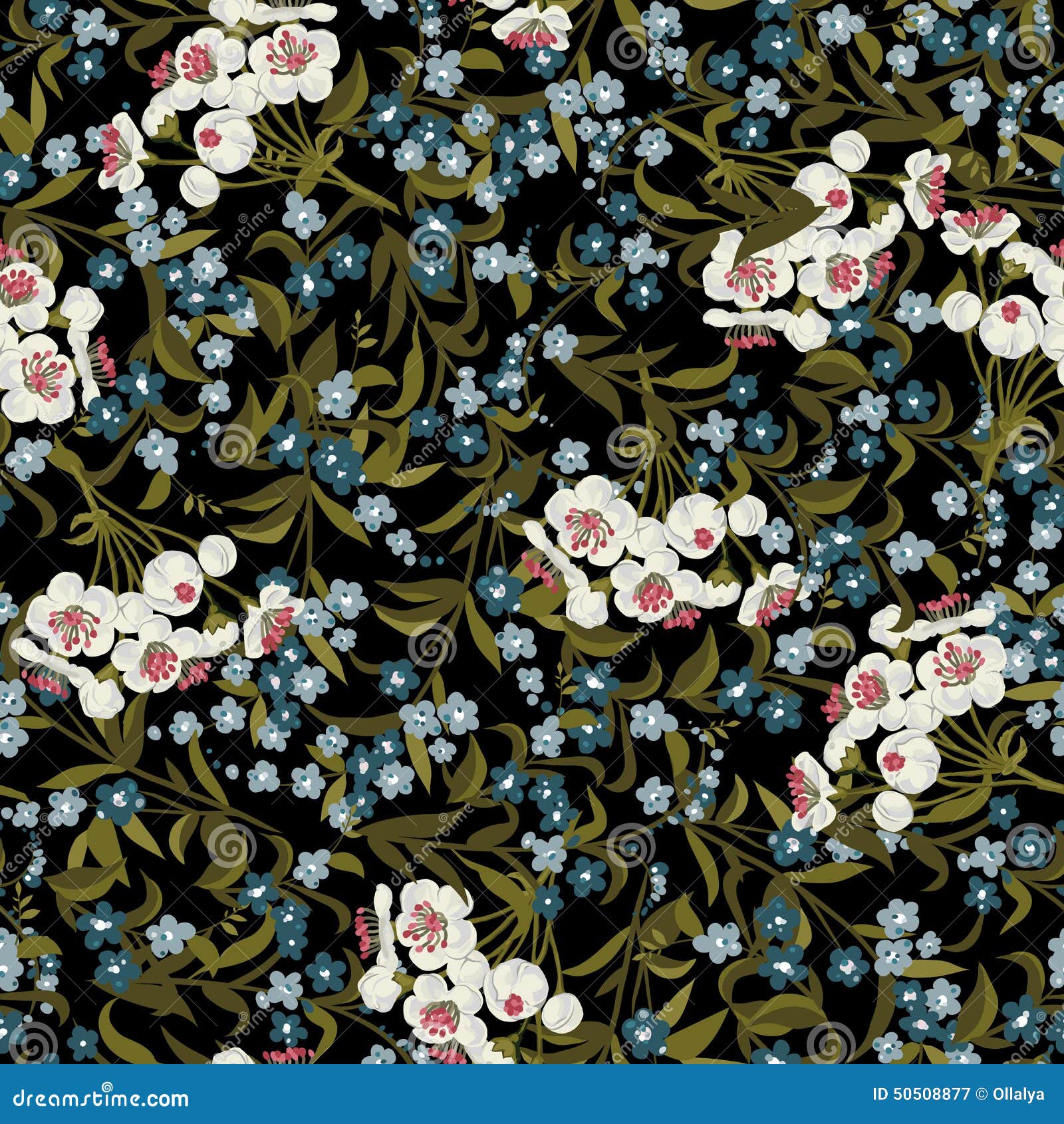 Abstract Seamless Floral Pattern with Forget-me-not Stock Vector ...