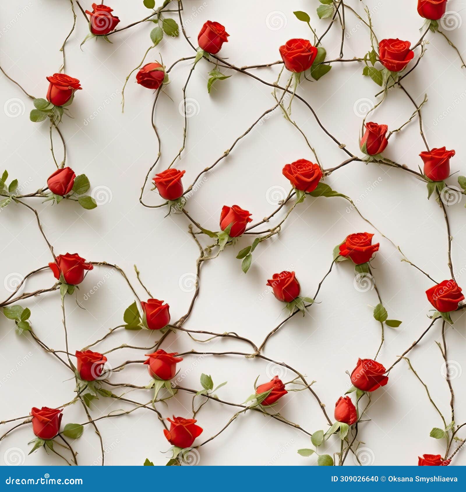 Abstract Seamless Floral Pattern with Red Roses Flowers. Floral Design ...