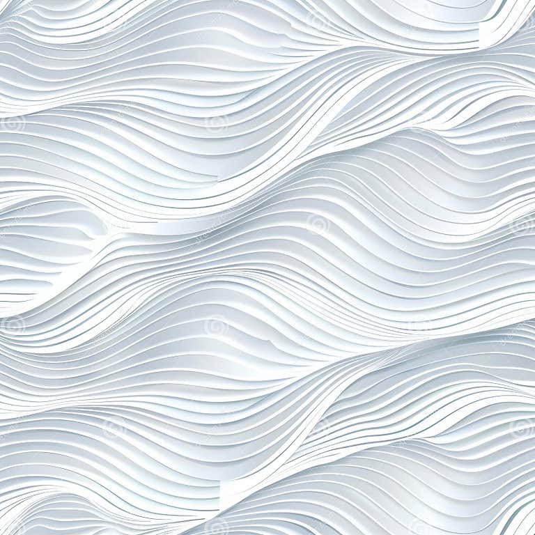 Abstract Seamless Flowing White Lines Pattern, 3D Rendering, Modern ...