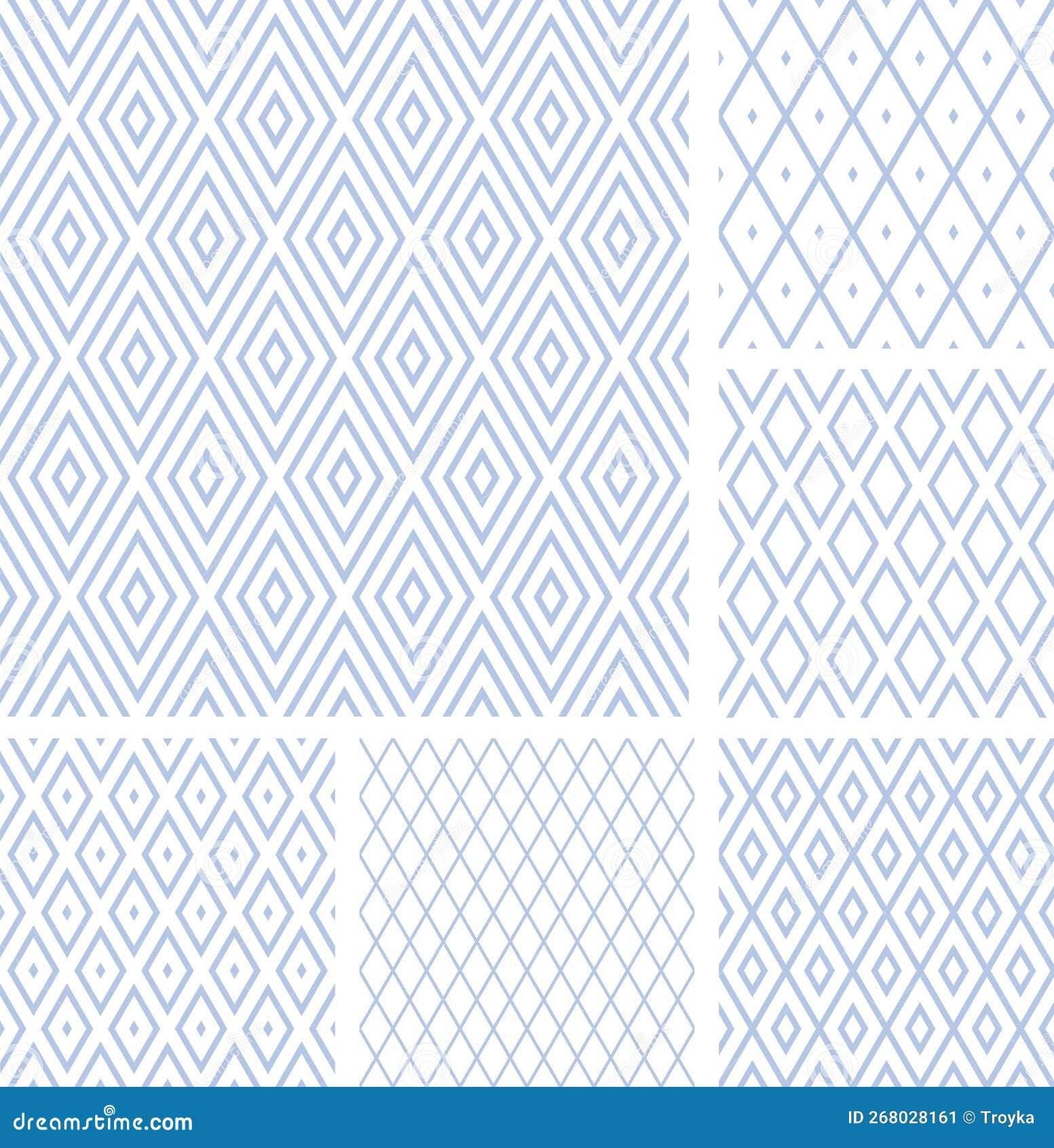 Abstract Seamless Geometric Blue Diamonds Patterns Set Stock Vector ...