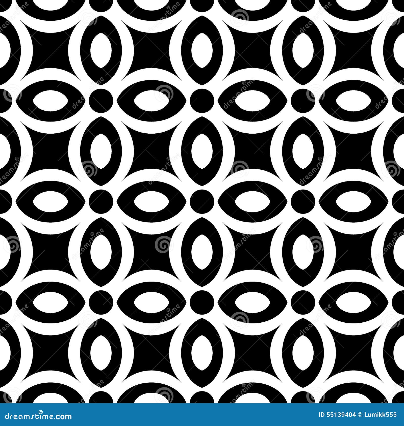 Abstract Seamless Geometric Monochrome Floral Pattern Stock Vector ...