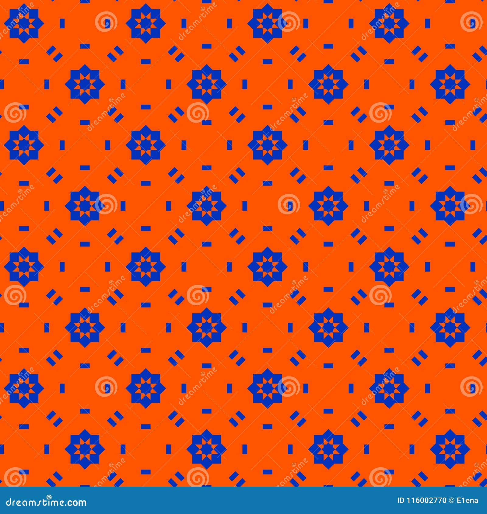 Abstract Seamless Geometric Pattern, Blue and Orange Stock Illustration ...