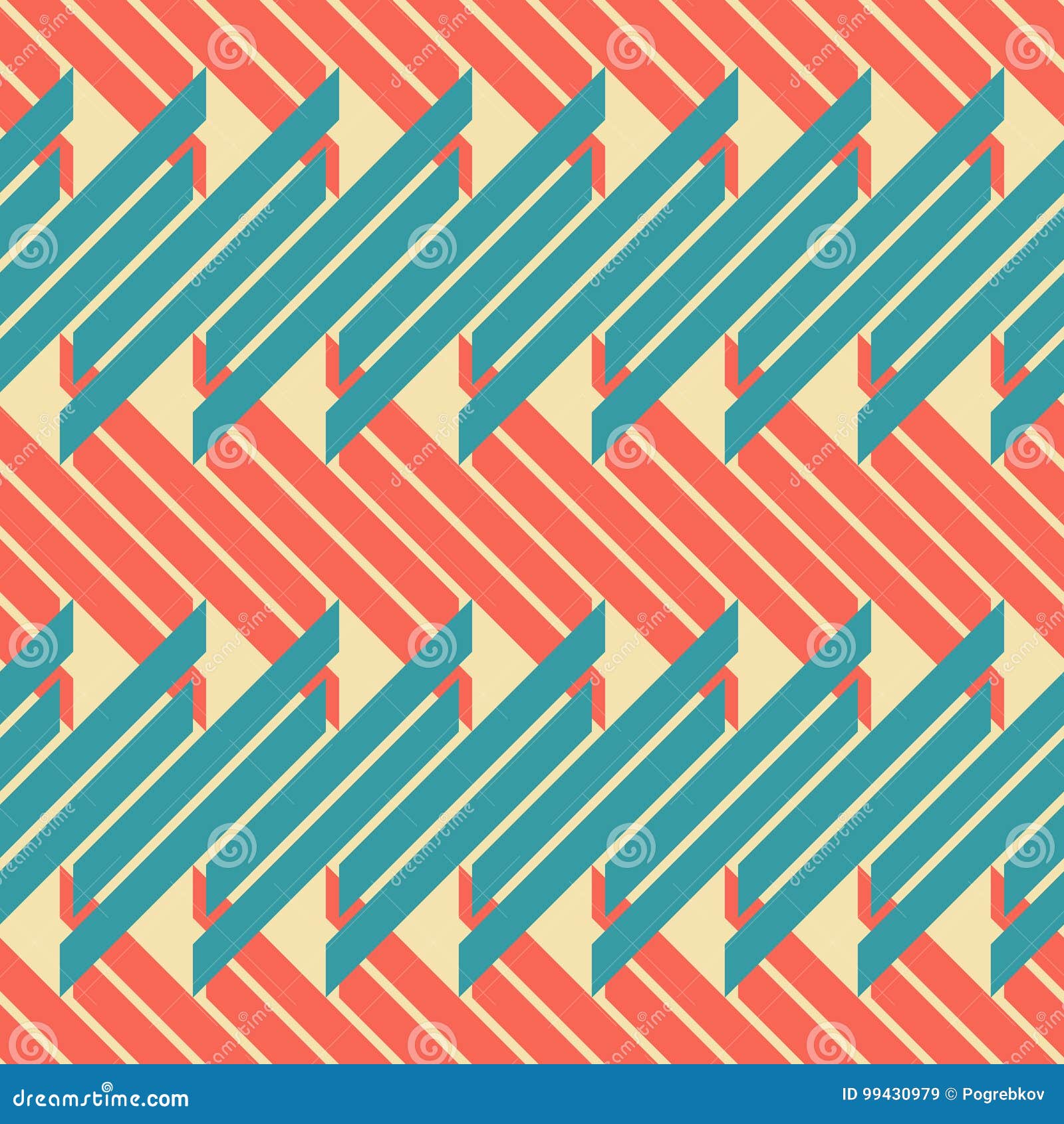 Seamless Pattern of Thick Diagonal Stripes in Retro Colors Stock Vector ...