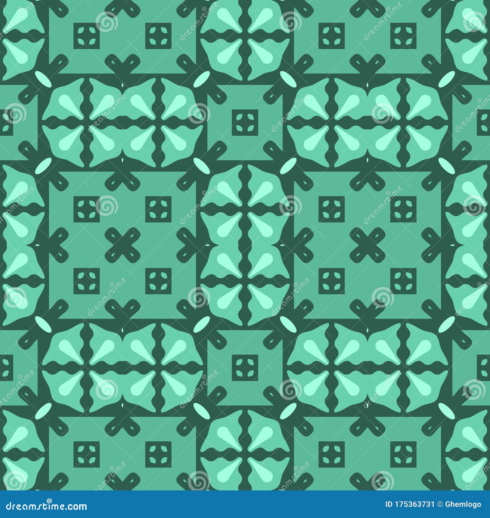 Abstract Seamless Geometric Pattern with Green Colors Stock Vector ...