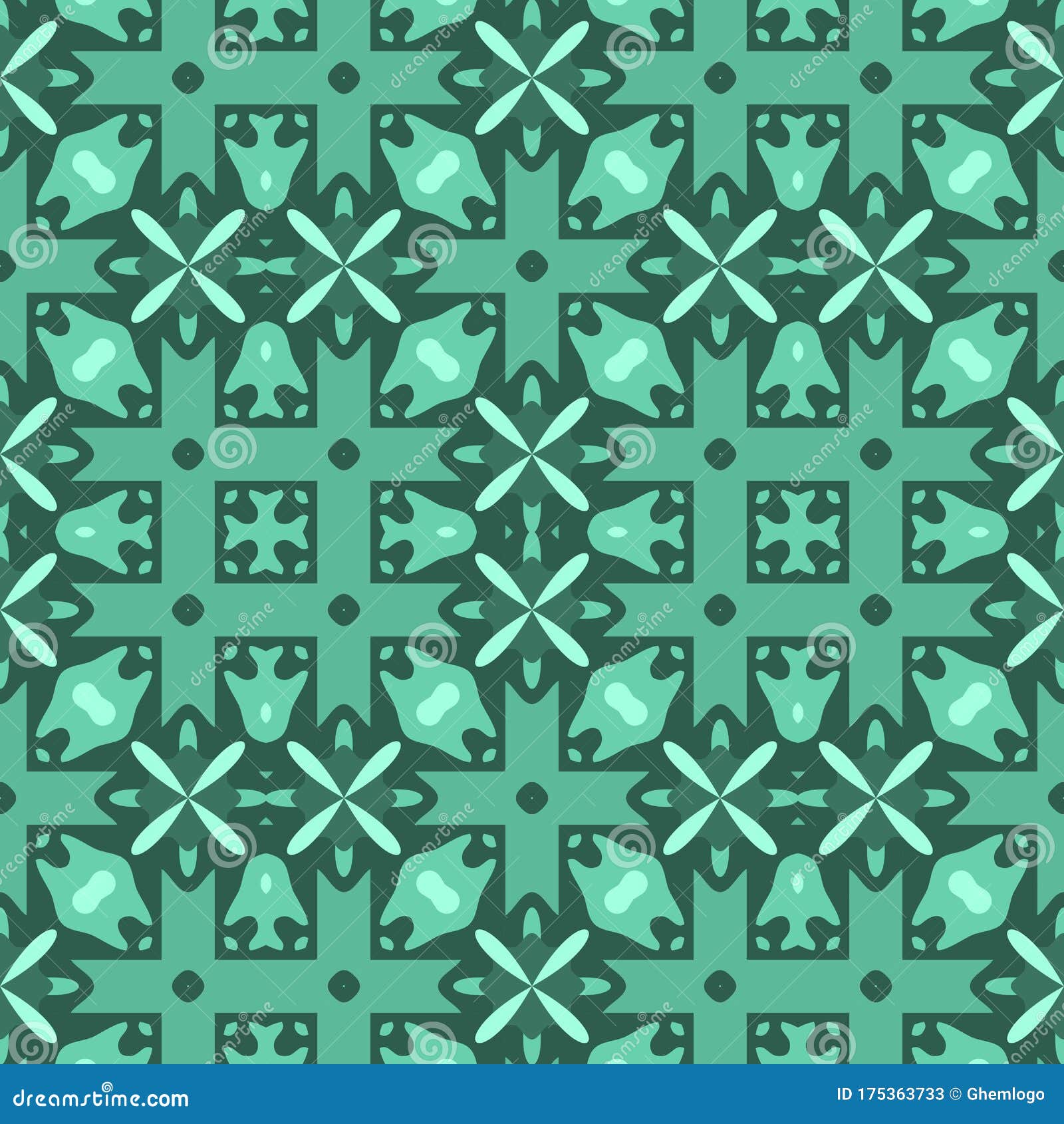 Abstract Seamless Geometric Pattern with Green Colors Stock Vector ...