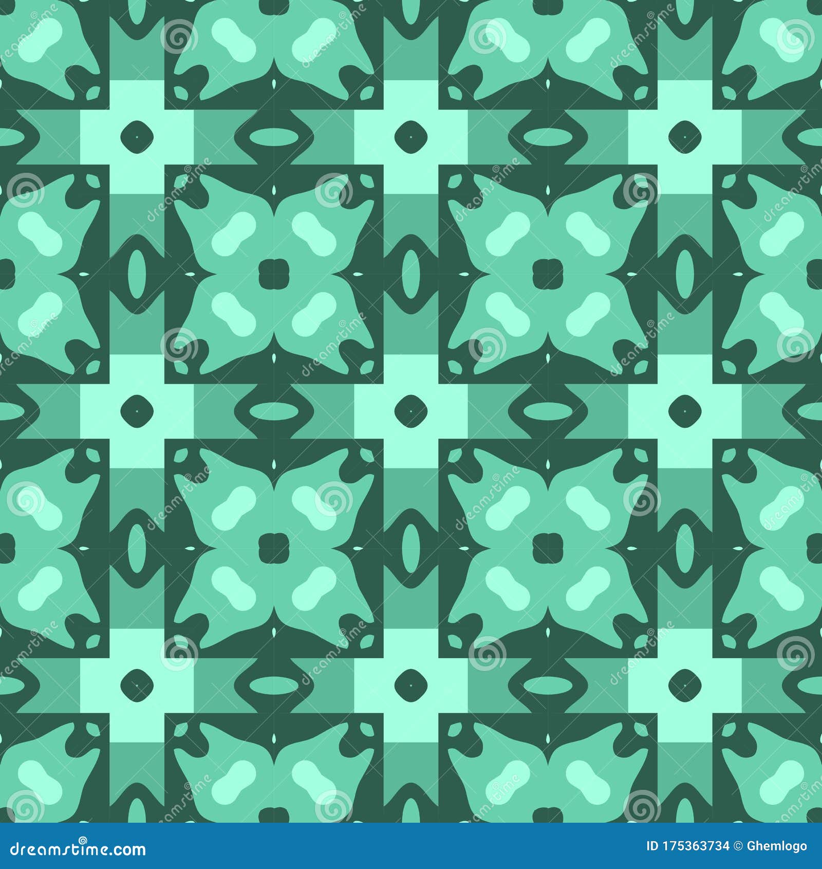 Abstract Seamless Geometric Pattern with Green Colors Stock Vector ...