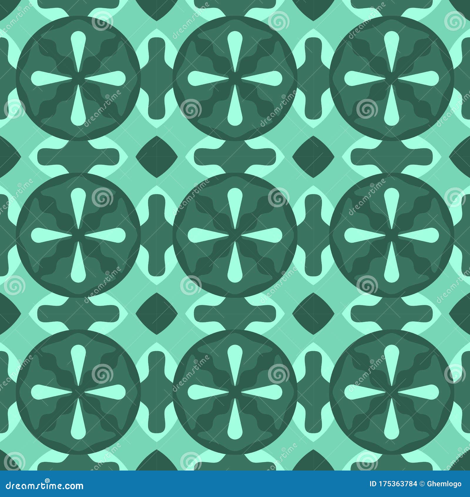 Abstract Seamless Geometric Pattern with Green Colors Stock Vector ...