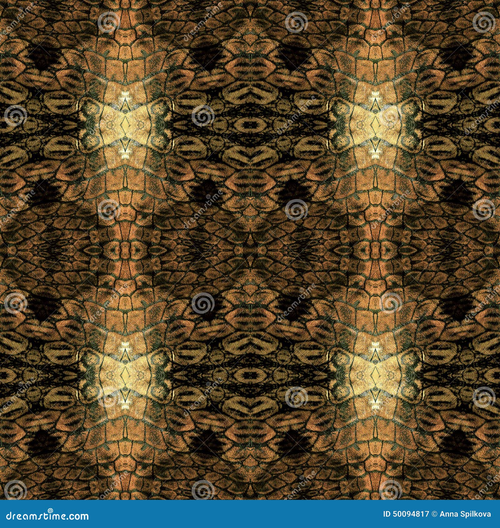 Abstract Seamless Gold and Brown Snake Pattern Stock Illustration ...