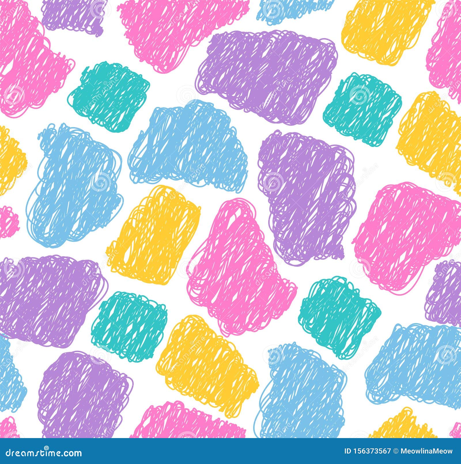 Abstract Seamless Hand Drawn Colorful Scribble Pattern for Textile ...