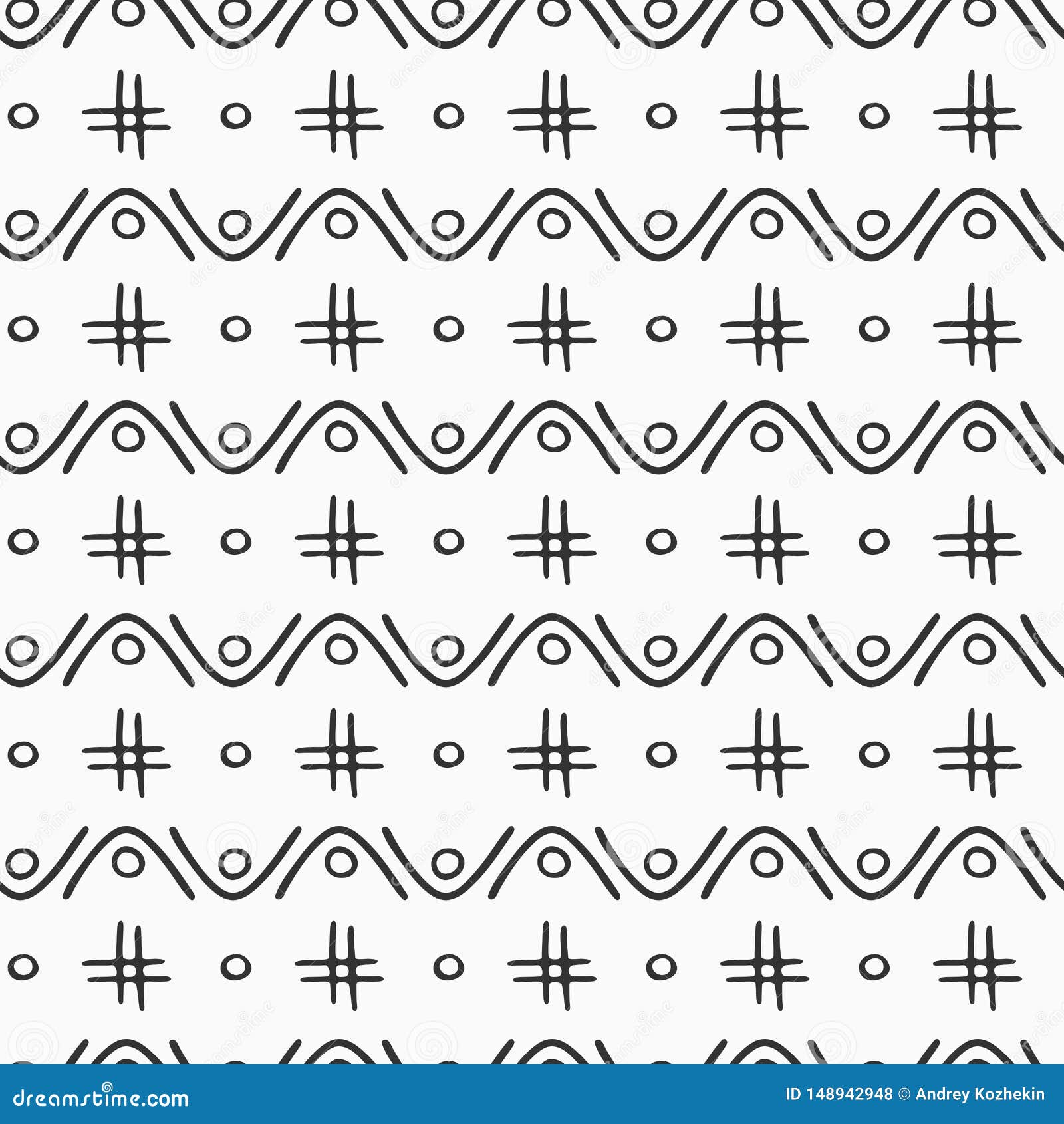 Abstract Seamless Hand Drawn Ethnic Pattern of Repeating Decorative ...
