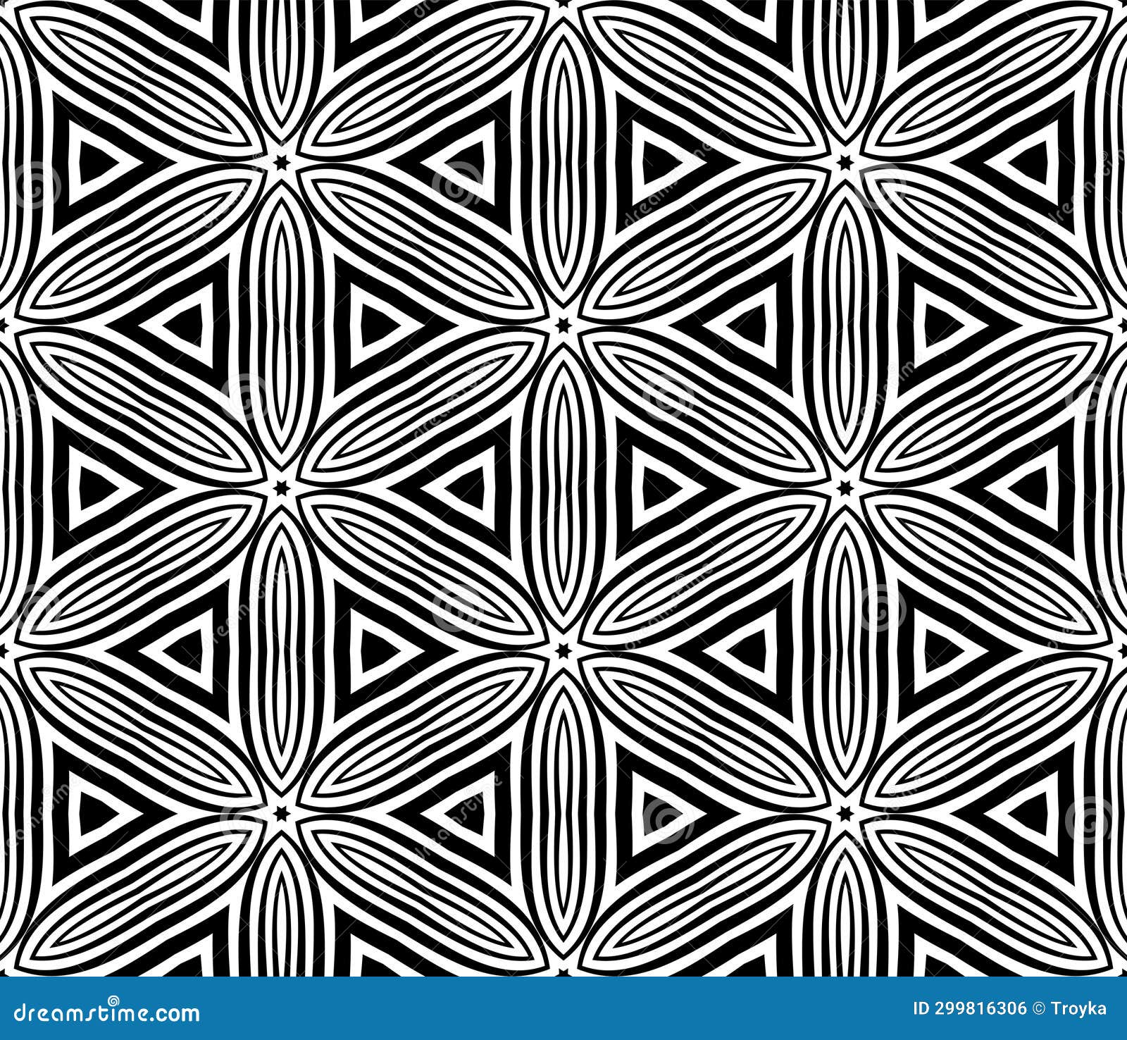 Abstract Seamless Hexagons and Triangles Pattern. Black and White Texture Stock Illustration ...