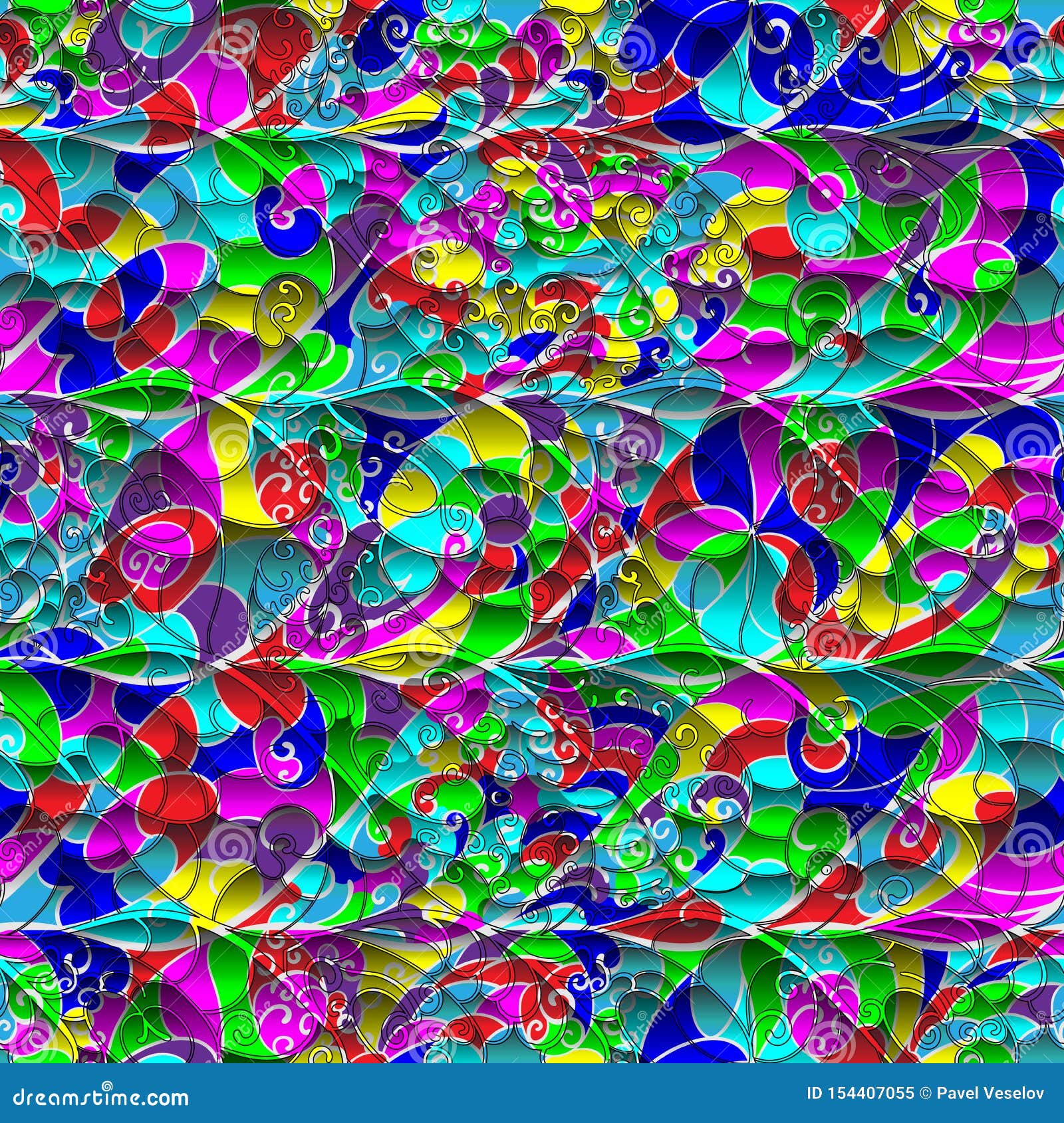 Abstract Seamless Hypnotic Pattern of Colored Waves Stock Vector ...