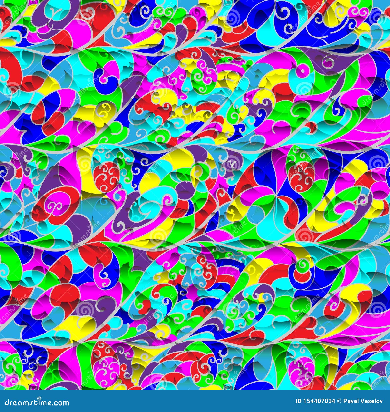 Abstract Seamless Hypnotic Pattern of Colored Waves Stock Vector ...