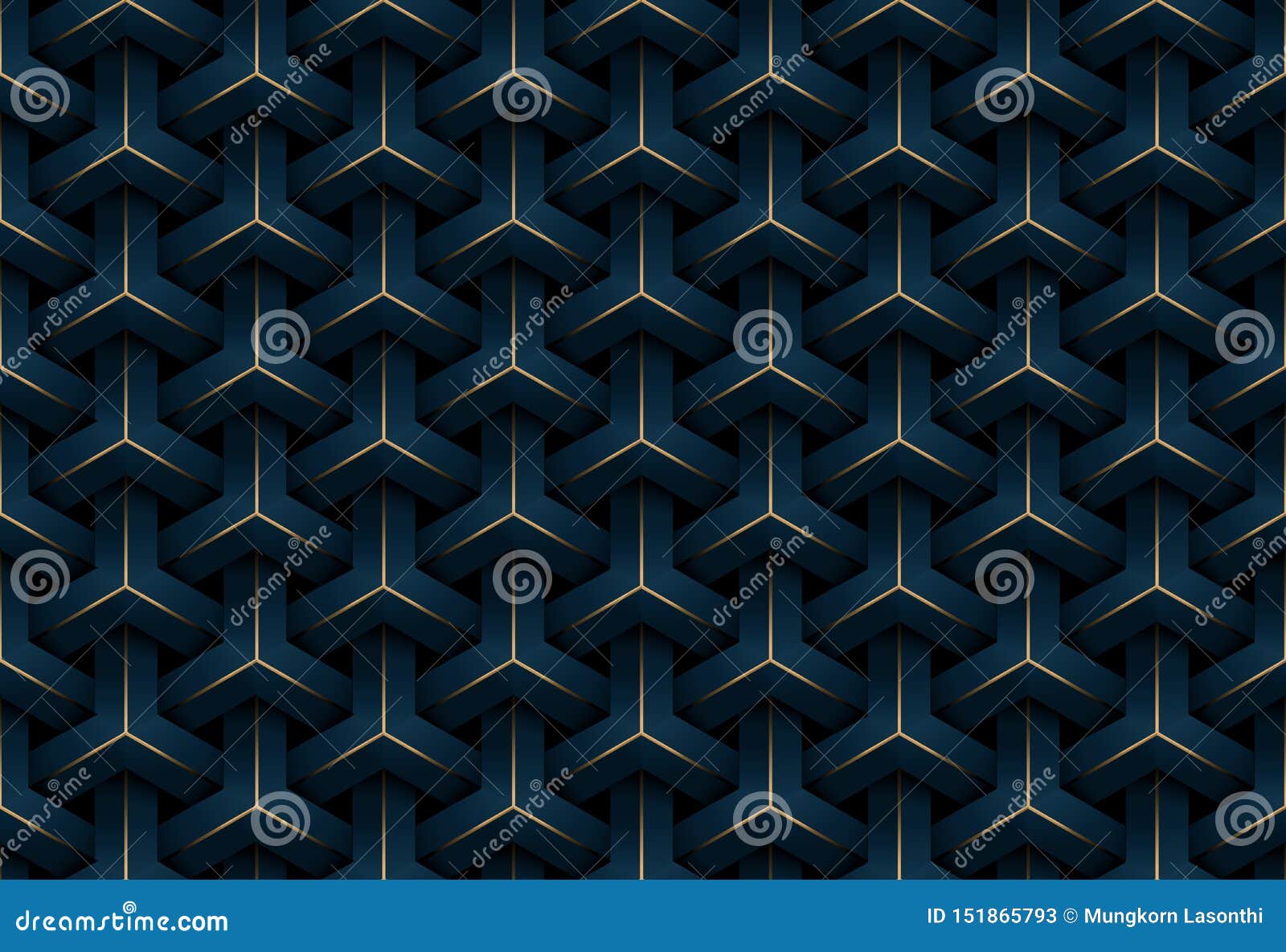 Abstract Seamless Luxury Dark Blue and Gold Geometric Pattern ...