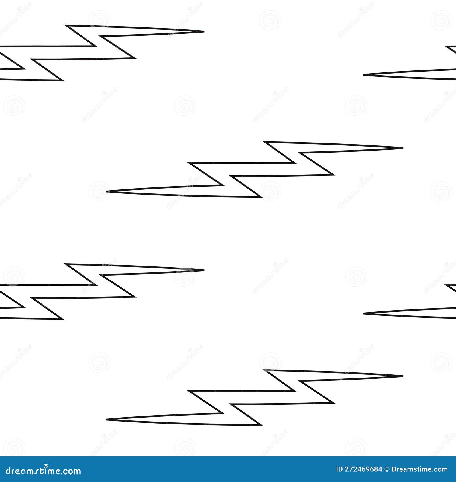 Abstract Seamless Monochrome Pattern with Lightning Shape, Dots, Curved ...