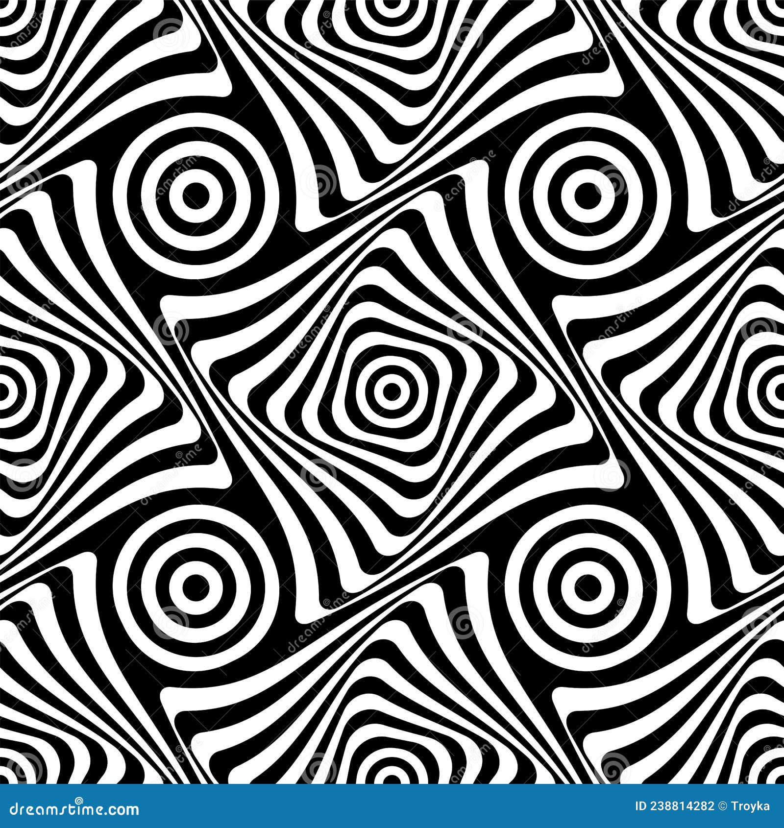 Abstract Seamless Op Art Pattern. Twisting Lines Texture Stock Vector ...