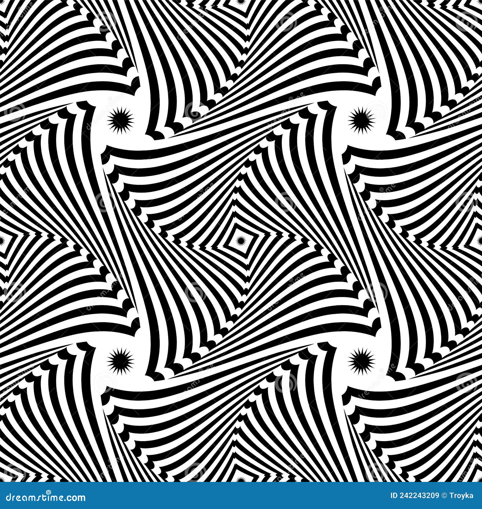 Abstract Seamless Op Art Pattern. Twisting Lines Texture Stock Vector ...