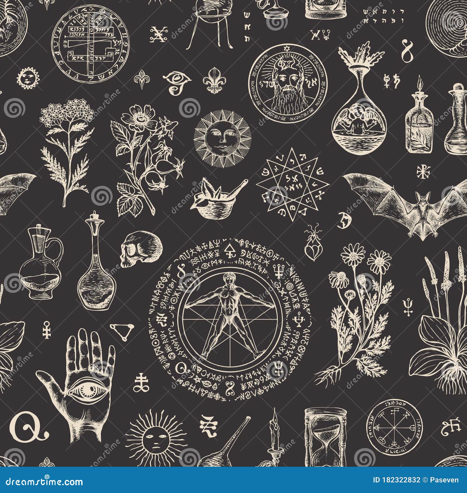 Abstract Seamless Pattern on the Alchemical Theme Stock Vector ...