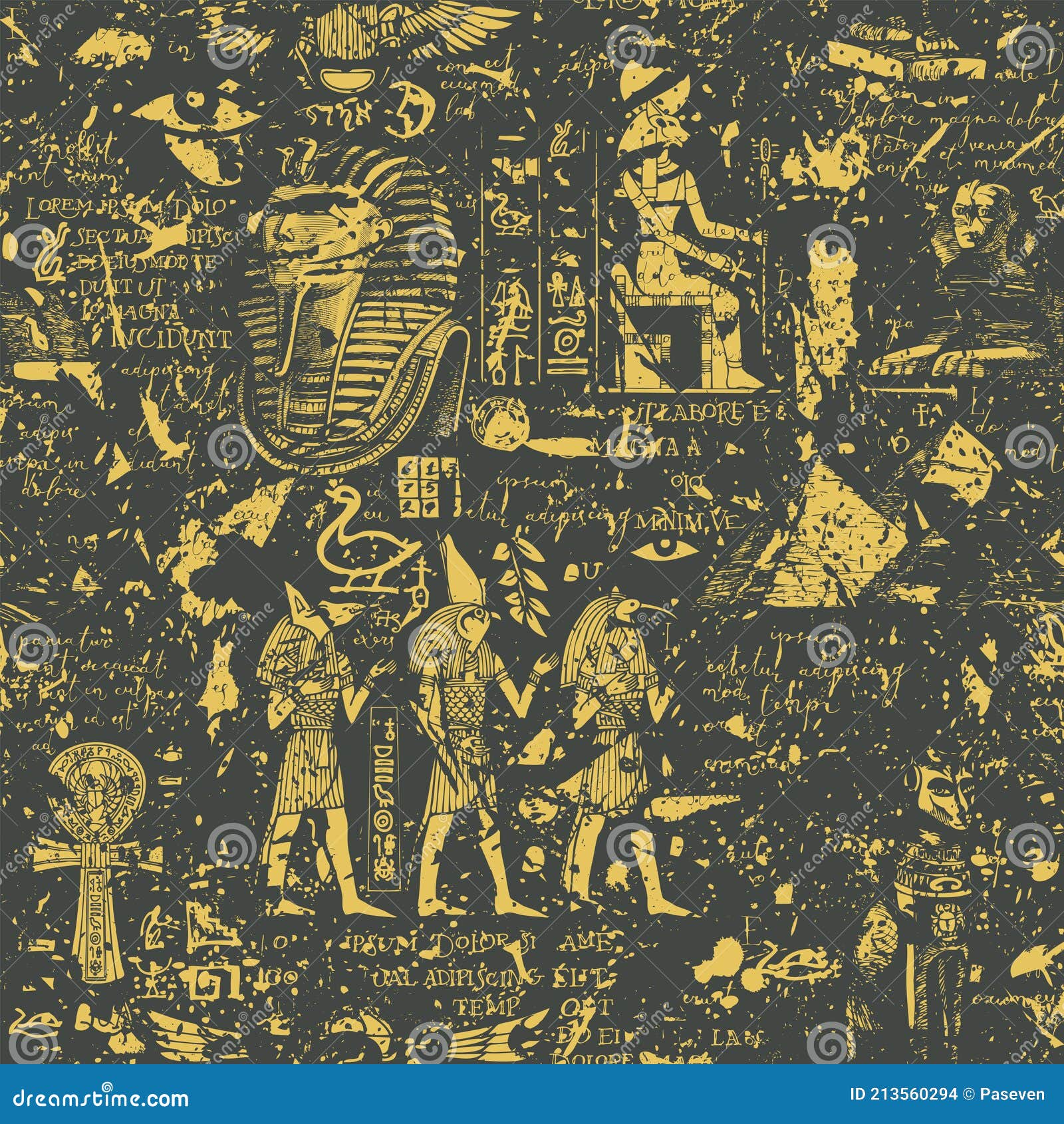 Vector Seamless Pattern on the Ancient Egypt Theme Stock Vector ...