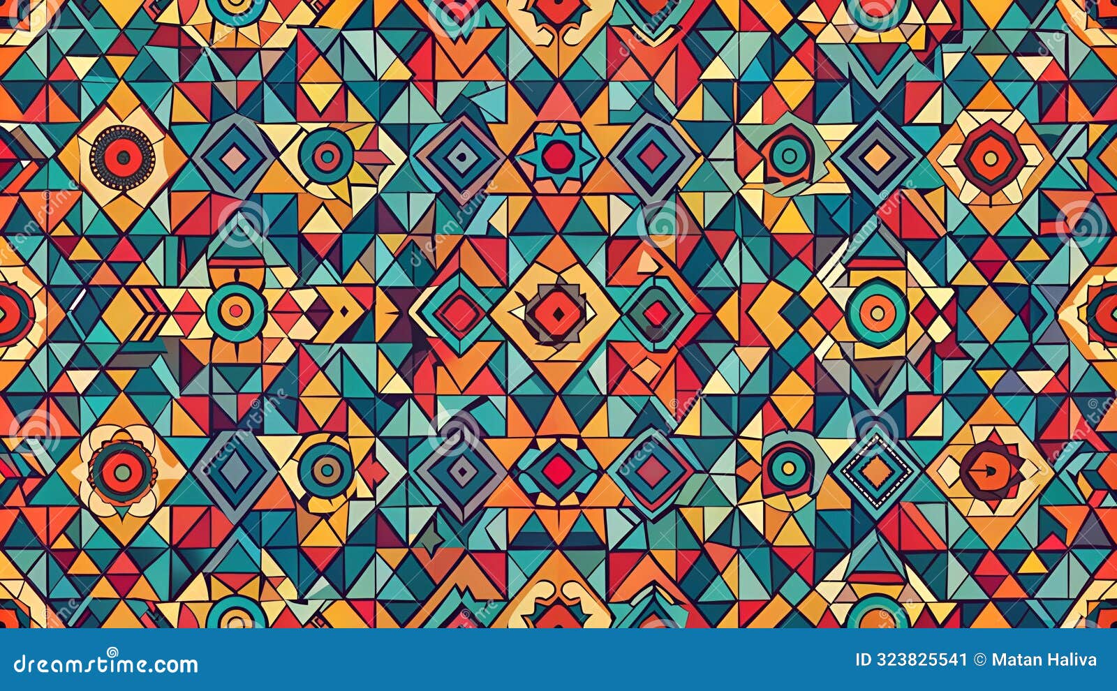 Abstract Seamless Pattern Of Arbitrary Geometric Shapes Template For