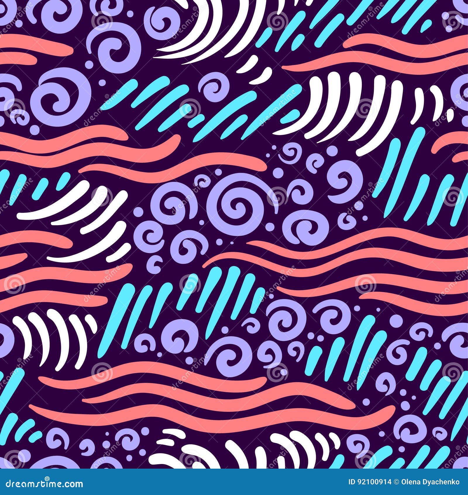 Abstract Seamless Pattern. Artistic Drawing Curves, Waves and S Stock ...
