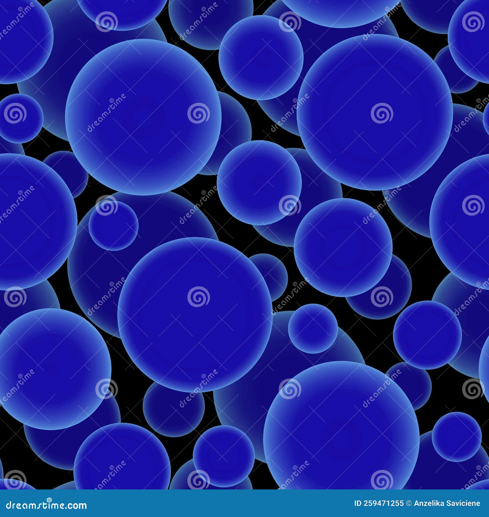 Abstract Seamless Pattern with Azure Voluminous Different Balls on ...