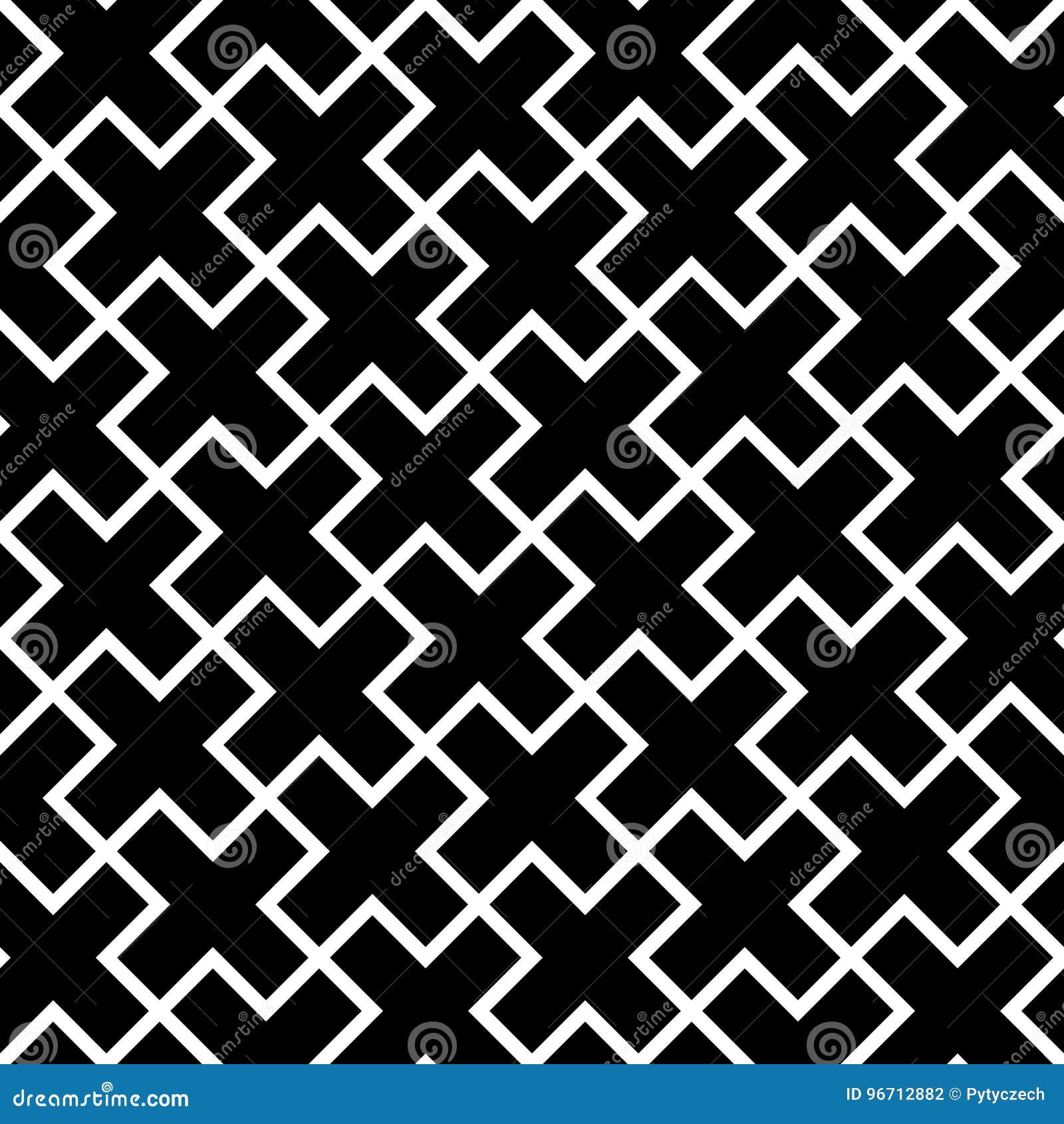 Abstract Seamless Pattern Background. Mosaic of Black Geometric Crosses ...