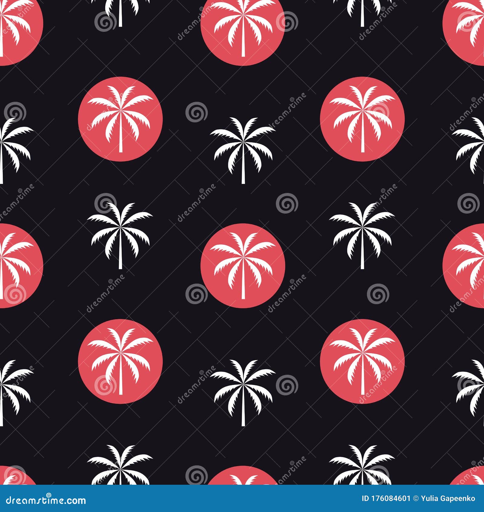 Abstract Seamless Pattern Background with Silhouette of Palm Trees ...