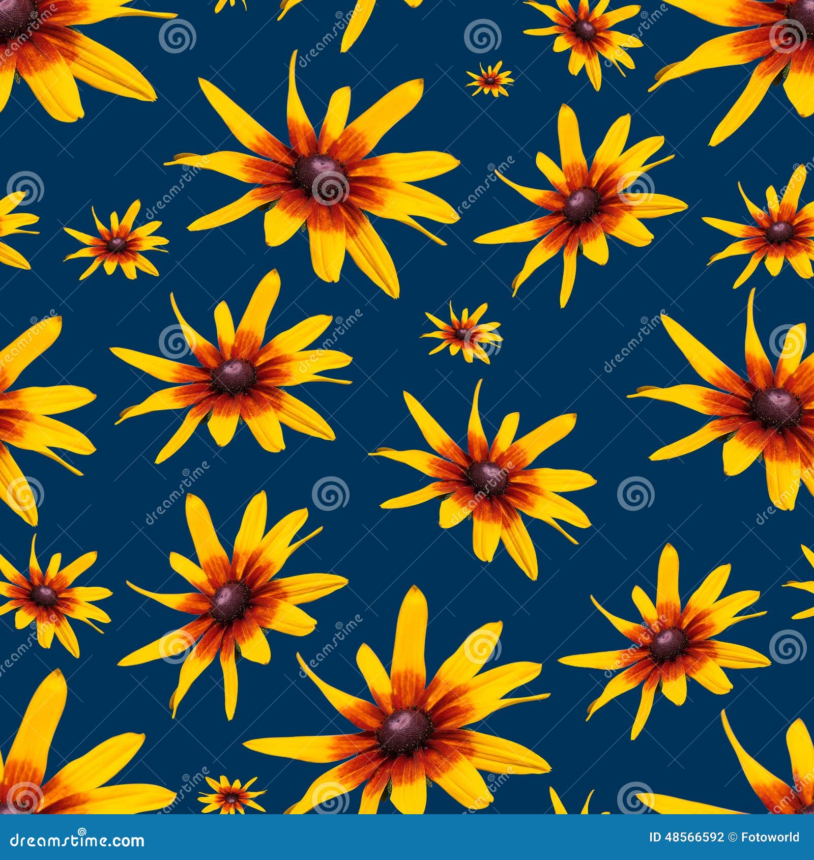 Abstract Seamless Pattern Background. Yellow Flowers Stock Illustration ...