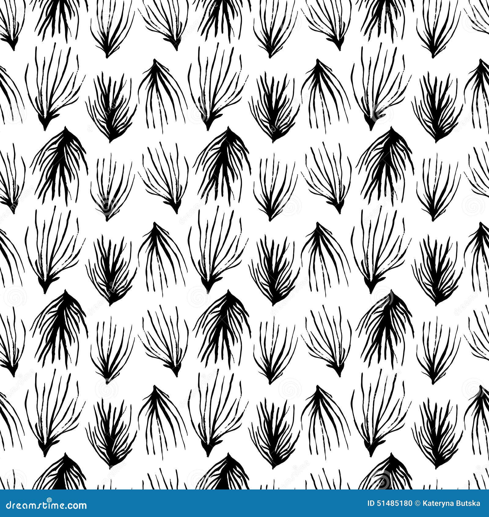 Abstract Seamless Pattern. Black Grass Ornament Stock Vector ...