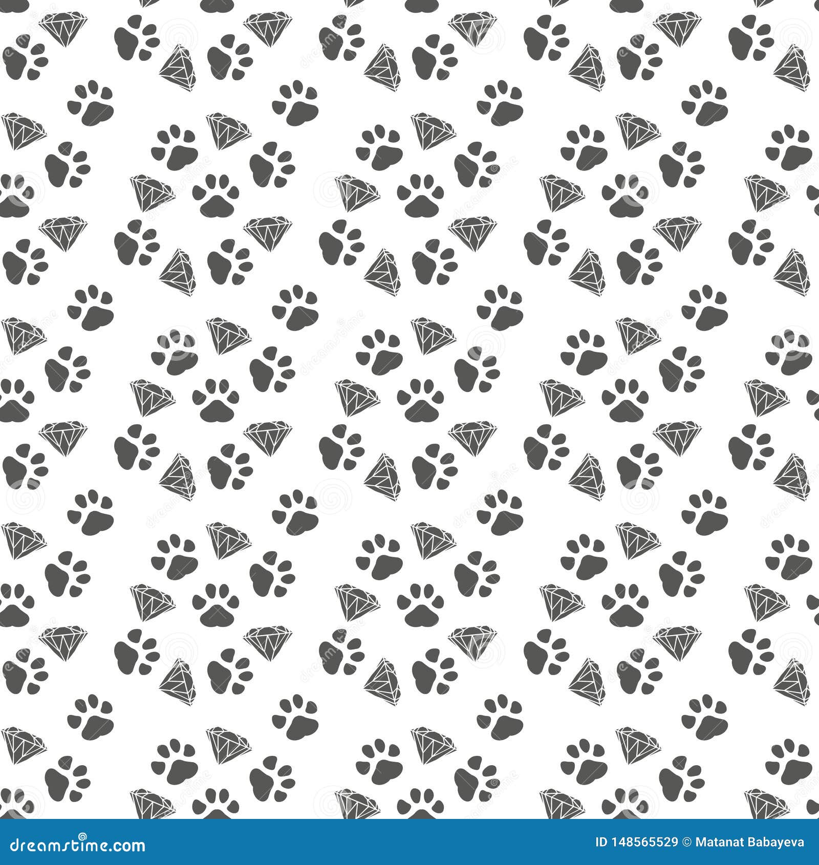 Abstract Seamless Pattern - Black Ink Prints with Messy Dog Paws ...