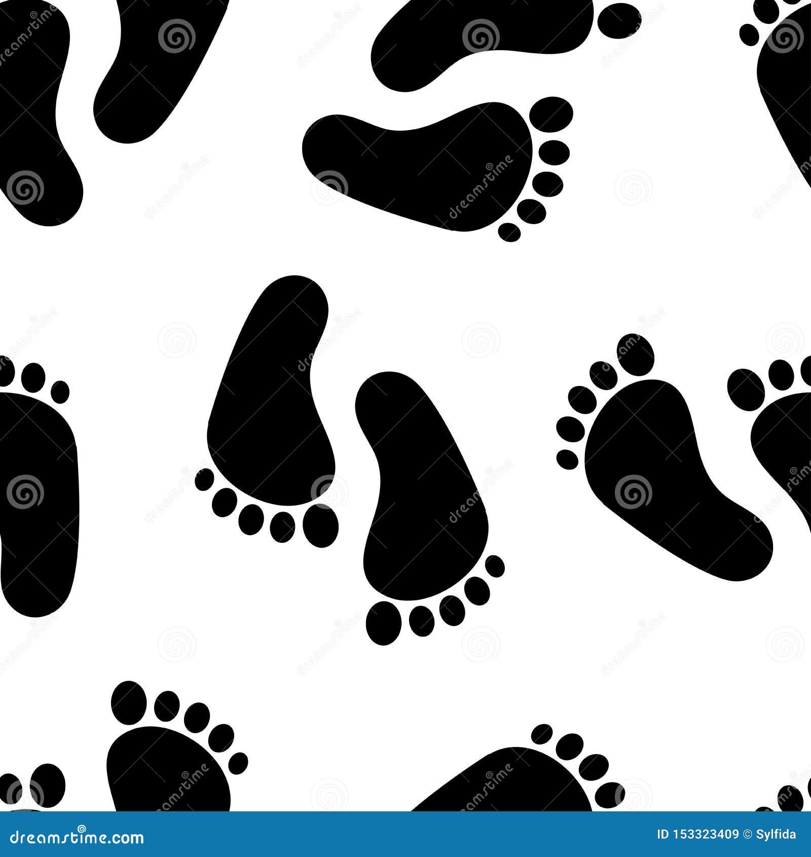 Abstract Seamless Pattern with Black Traces of Human Feet. Footprint ...
